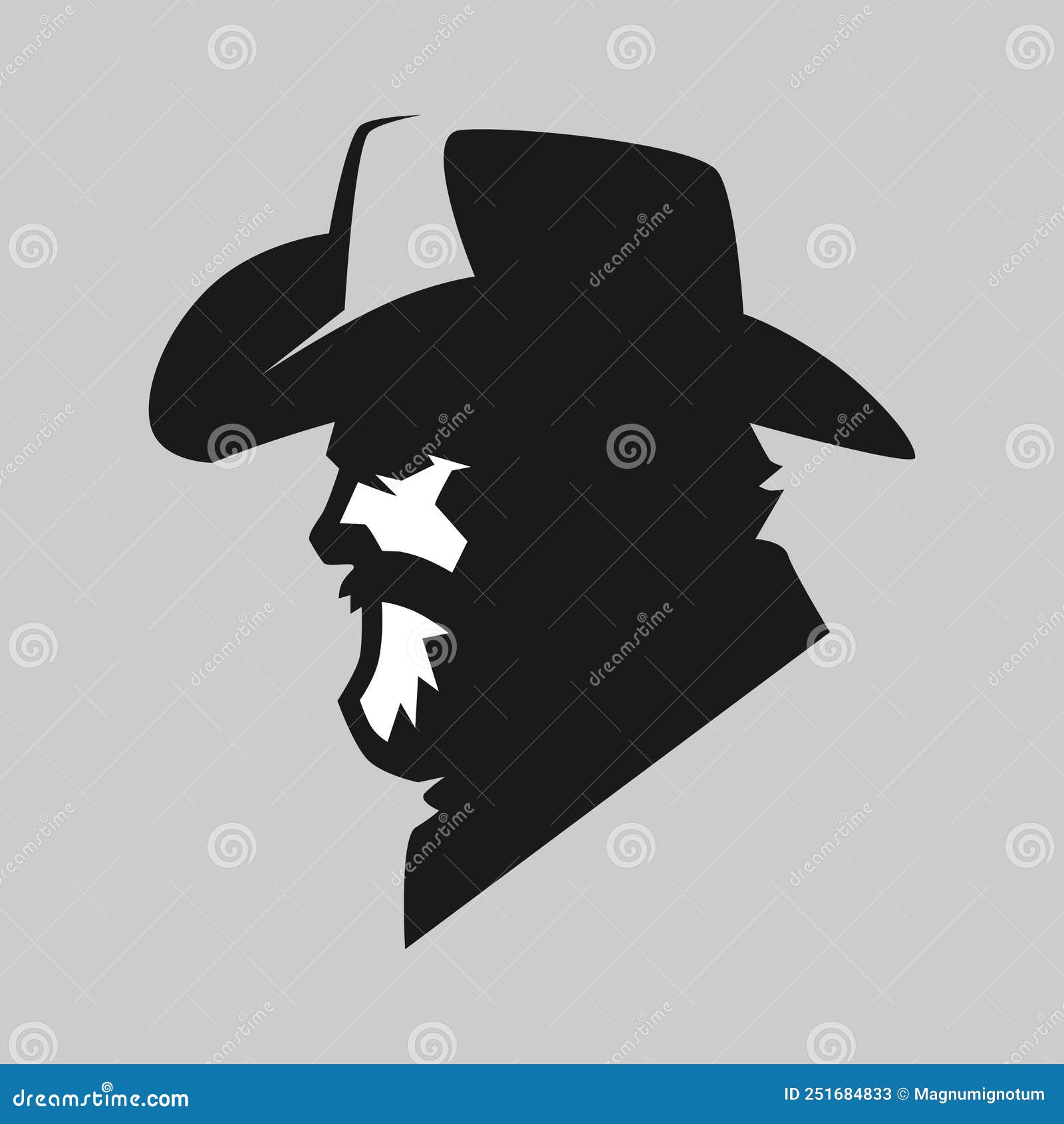 Cowboy Head Symbol on Gray Backdrop Stock Vector - Illustration of ...