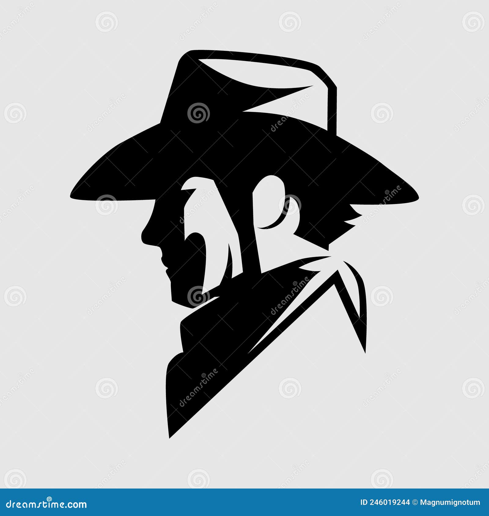 Cowboy Head Symbol on Gray Backdrop Stock Vector - Illustration of ...