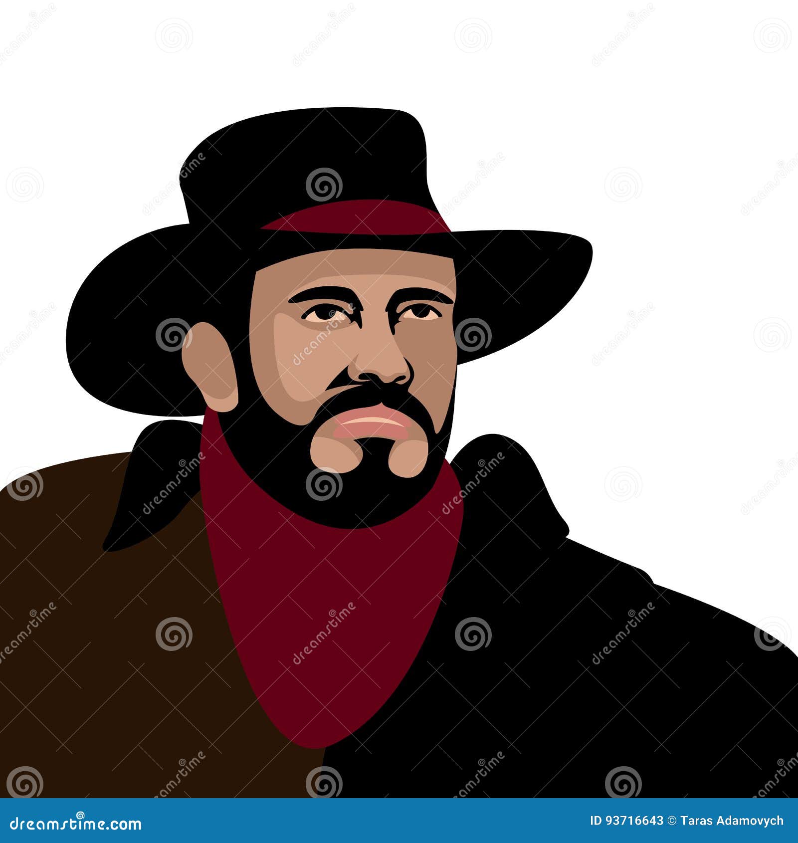 Cowboy Head Vector Illustration Style Flat Stock Vector - Illustration ...