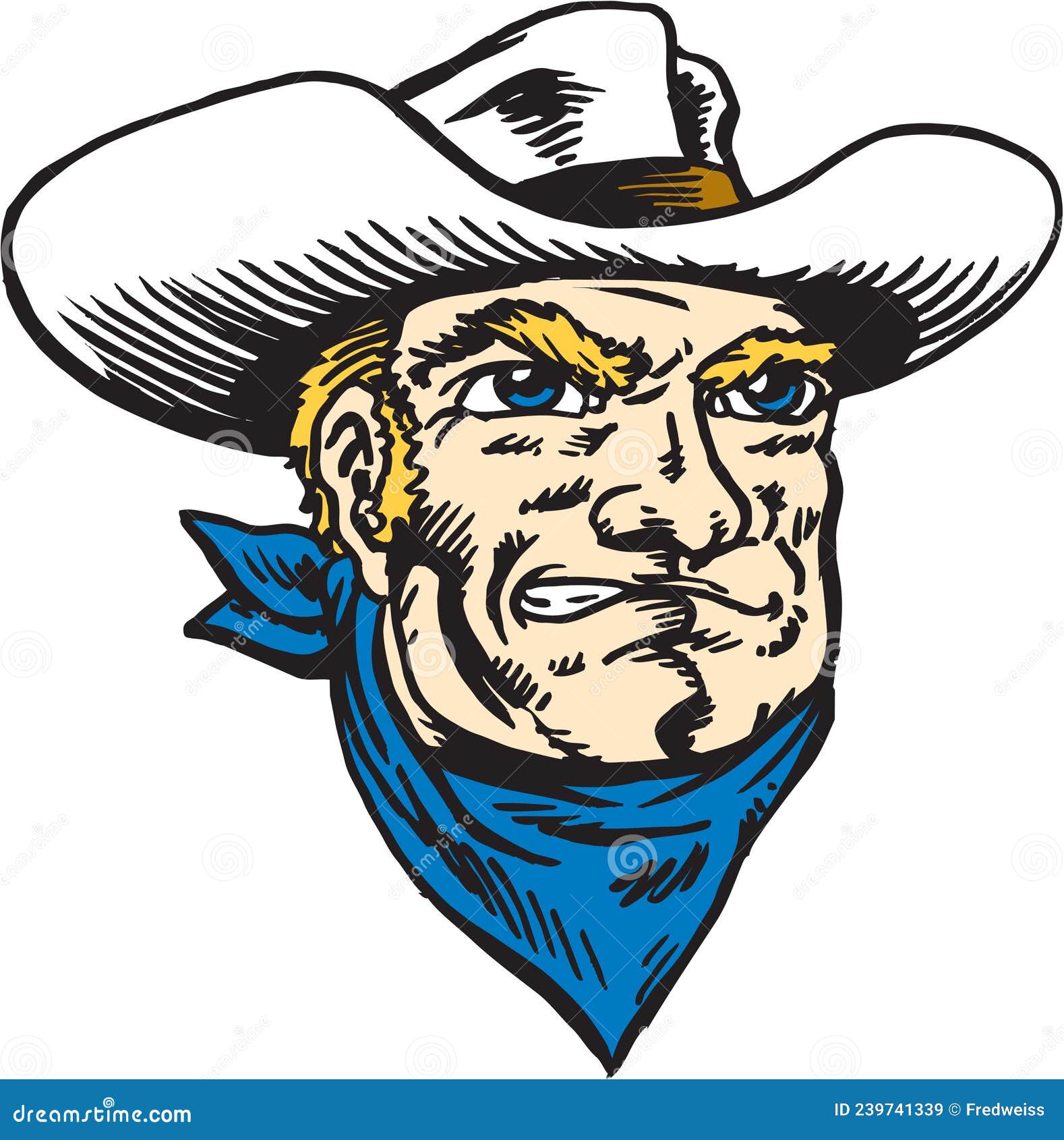 Cowboy Head Mascot Cartoon Vector | CartoonDealer.com #45363323