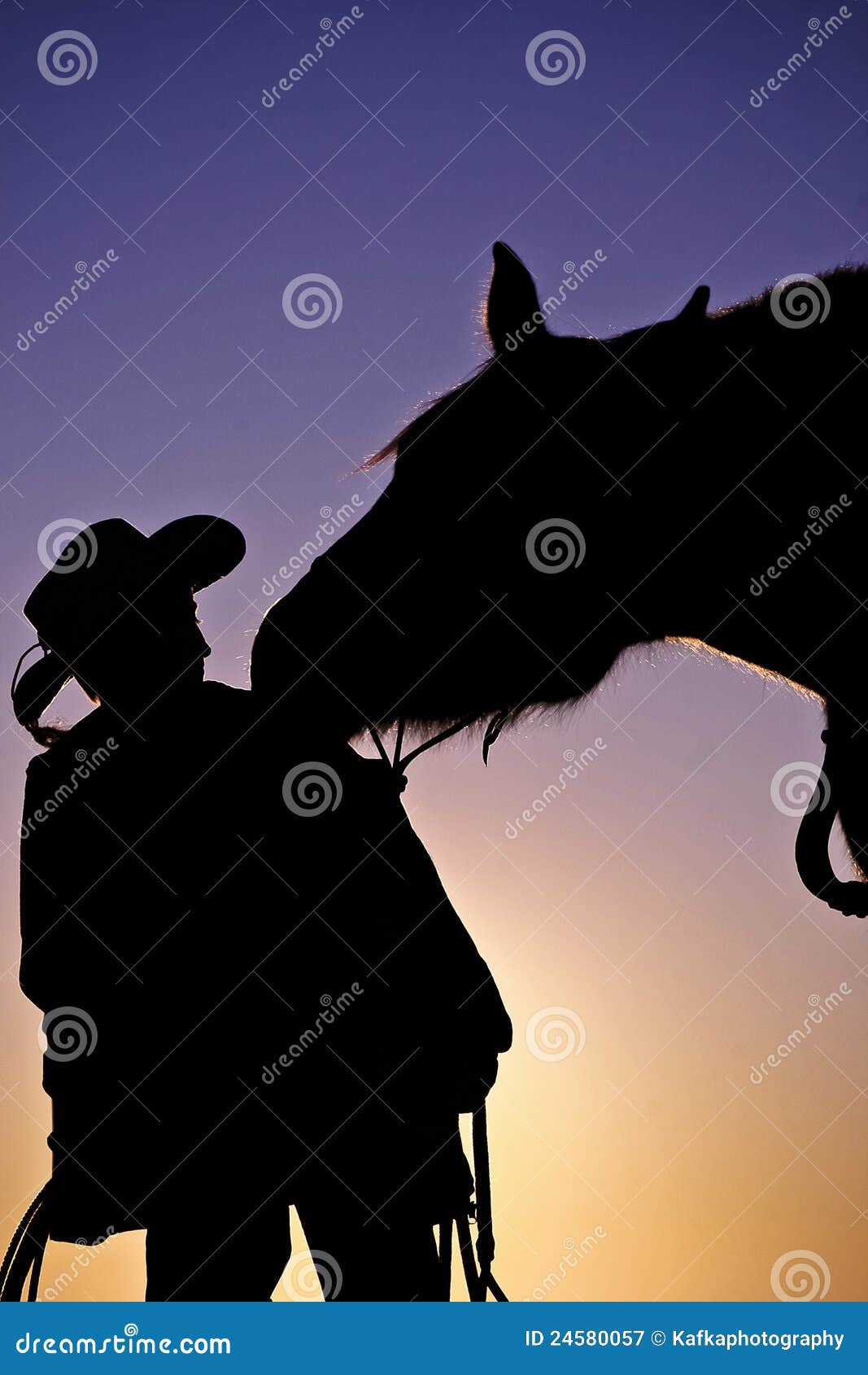 Cowboy & His Horse Silhouette Stock Image - Image of country, farm ...