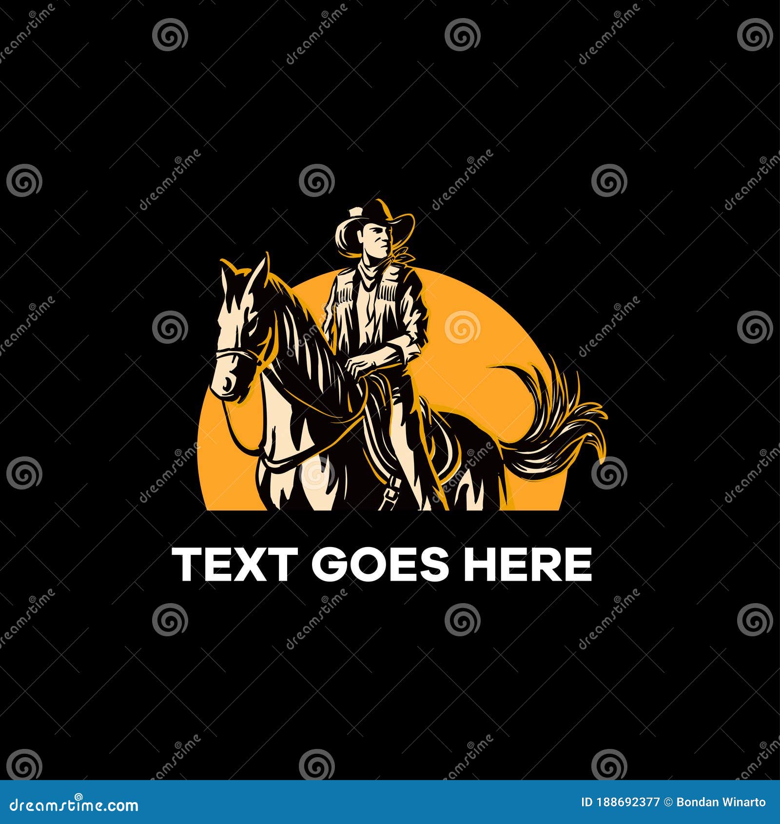 Cowboy and horse stock illustration. Illustration of western - 188692377