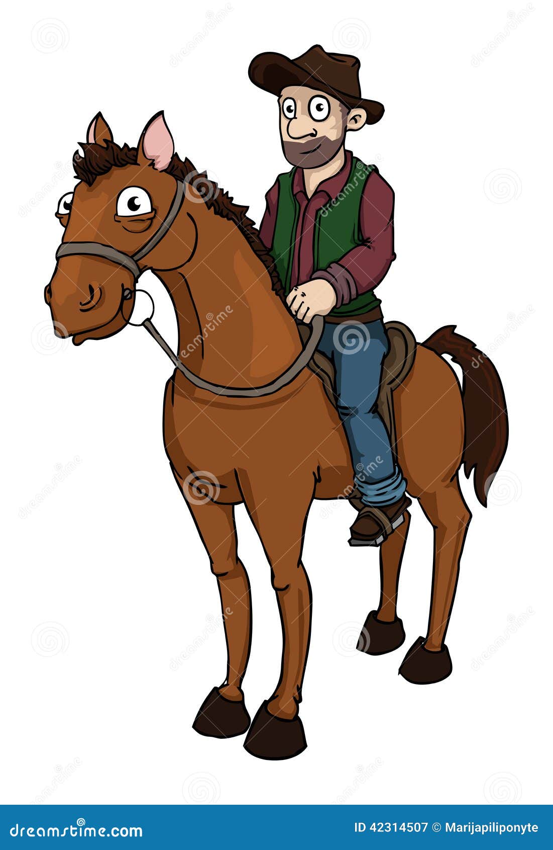 Cartoon Guy Riding Horse