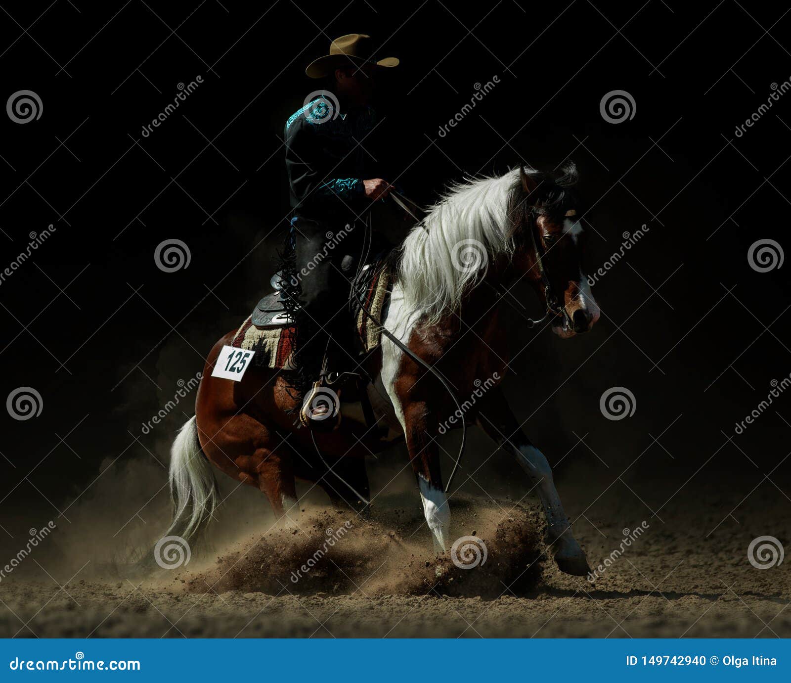 Cowboy on a Horse during the Reining Element of Western Stock Photo ...