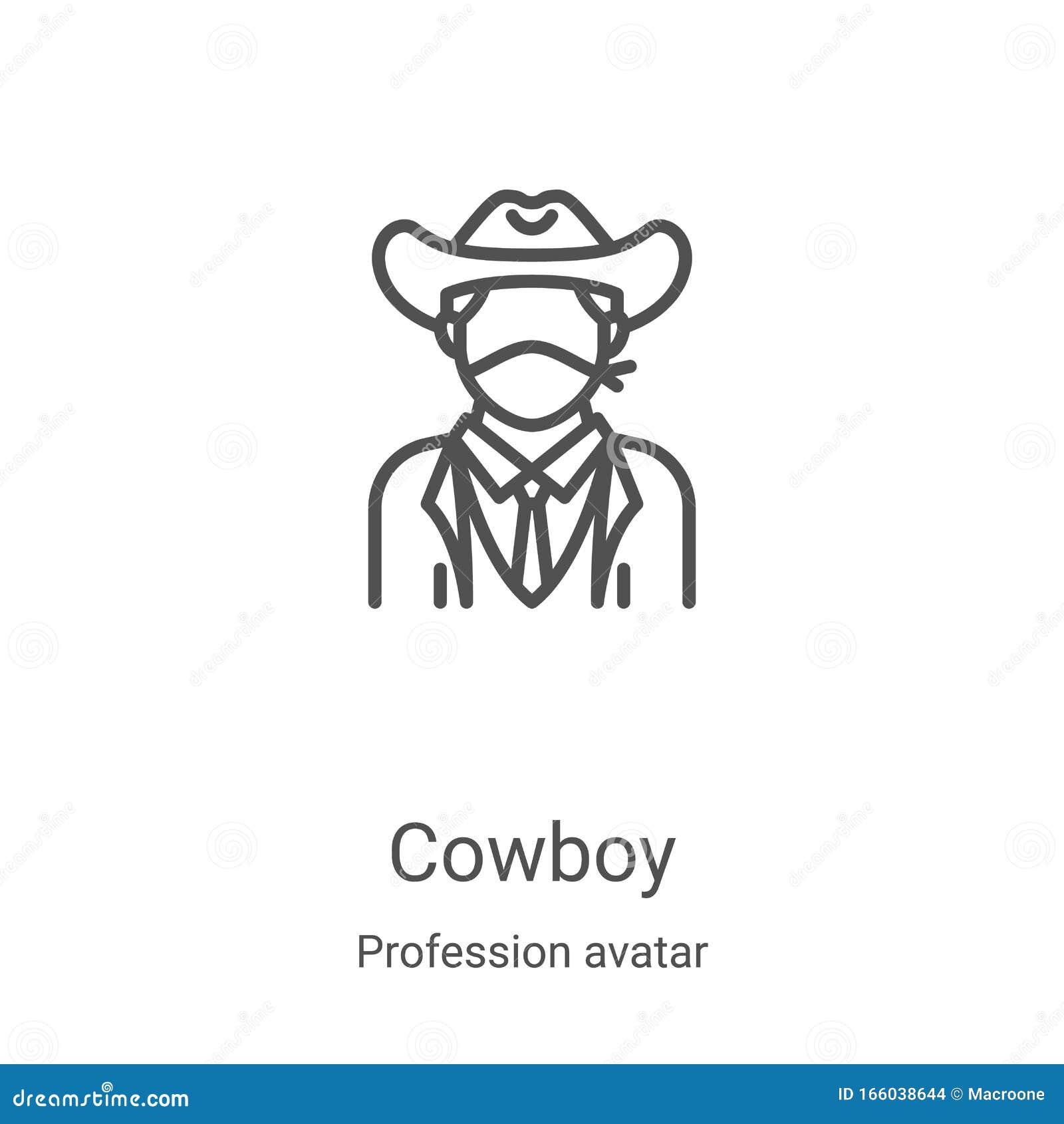 Cowboy Icon Vector from Profession Avatar Collection. Thin Line Cowboy ...