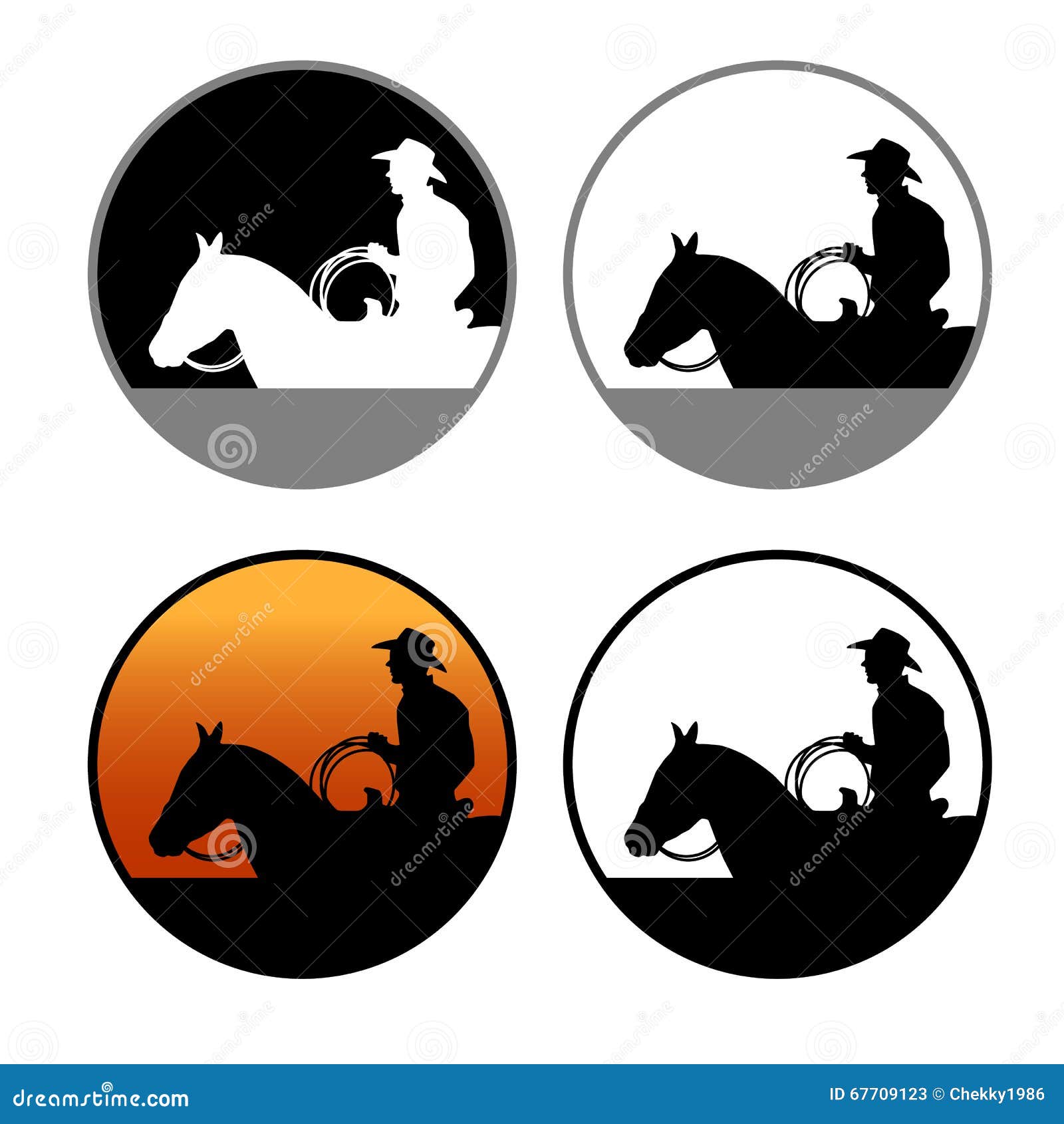 Cowboy Icon In Outline Style Isolated On White Background. Rodeo Symbol ...