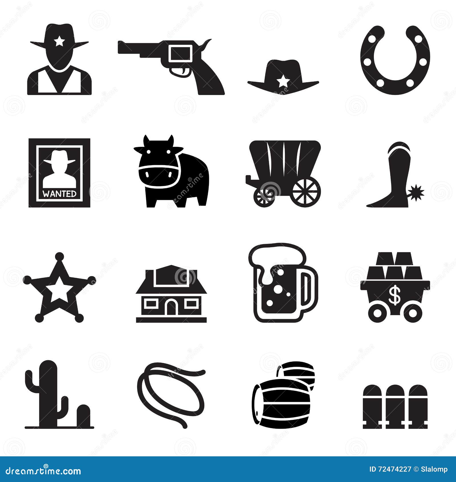 Cowboy icons stock illustration. Illustration of bullet - 72474227