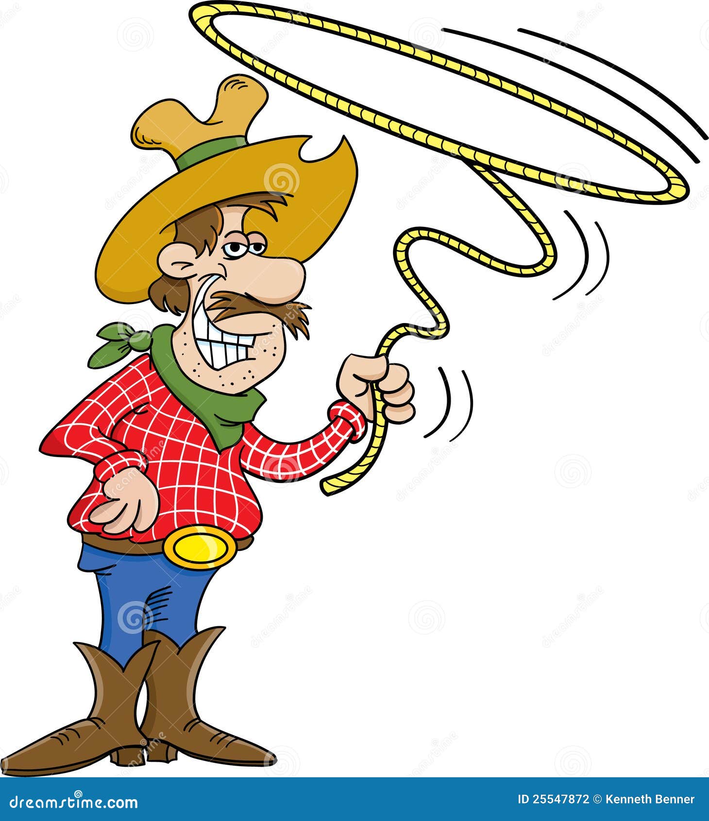Cowboy Kid Twirling A Lasso Cartoon Vector | CartoonDealer.com #58037591
