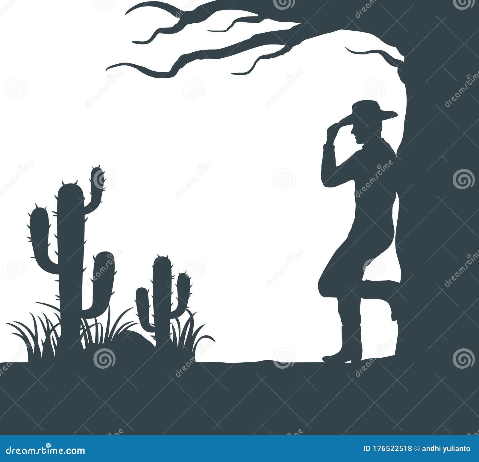 Leaning Cowboy Silhouette Pattern