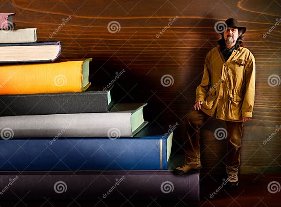 Cowboy in the library stock image. Image of closed, design - 48094575
