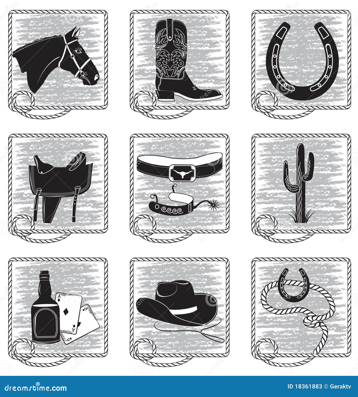 Cowboy Life Elements .Vector Black Silhouettes | CartoonDealer.com ...