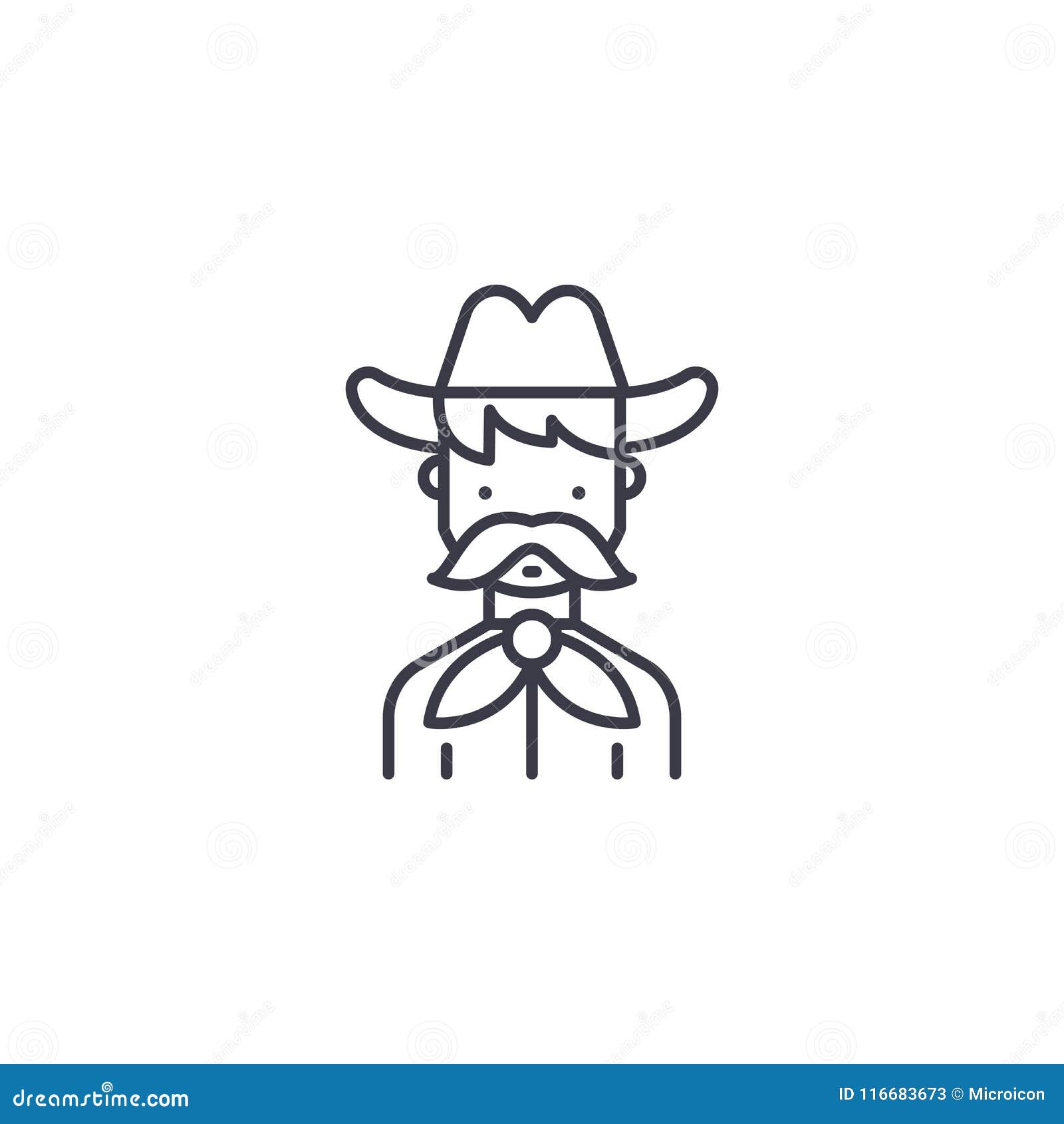 Cowboy Linear Icon Concept. Cowboy Line Vector Sign, Symbol ...
