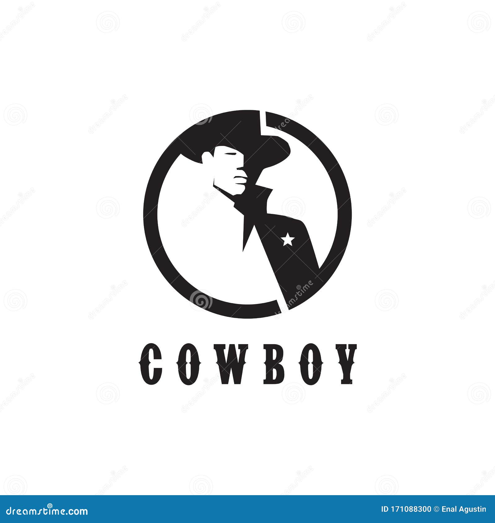 Cowboy Logo Design Vector Template Stock Vector - Illustration of black ...