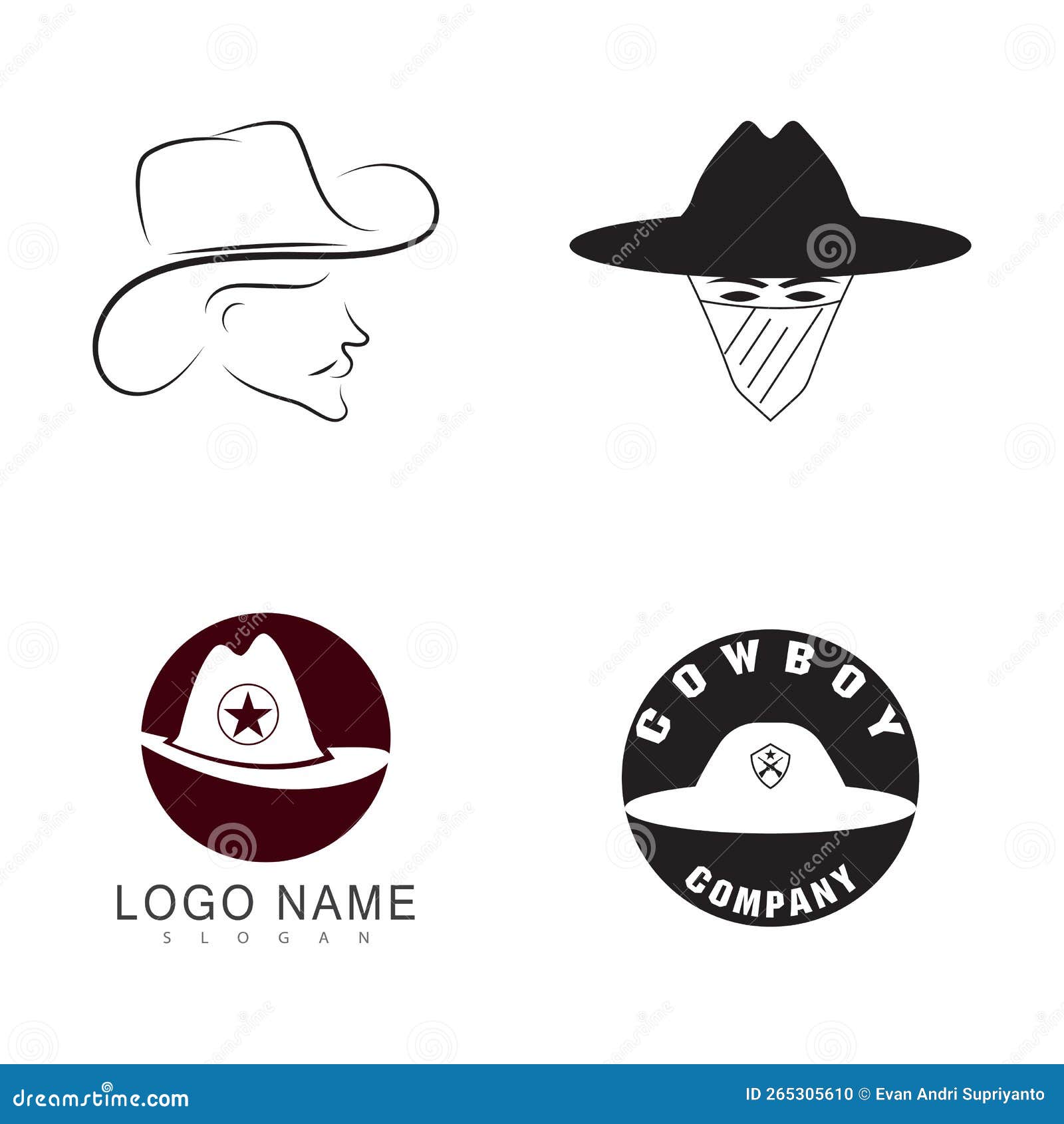 Cowboy Logo Vector Template Design Stock Vector - Illustration of retro ...