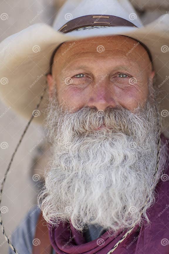 Cowboy with a Long White Beard Stock Photo - Image of male, lifestyle ...