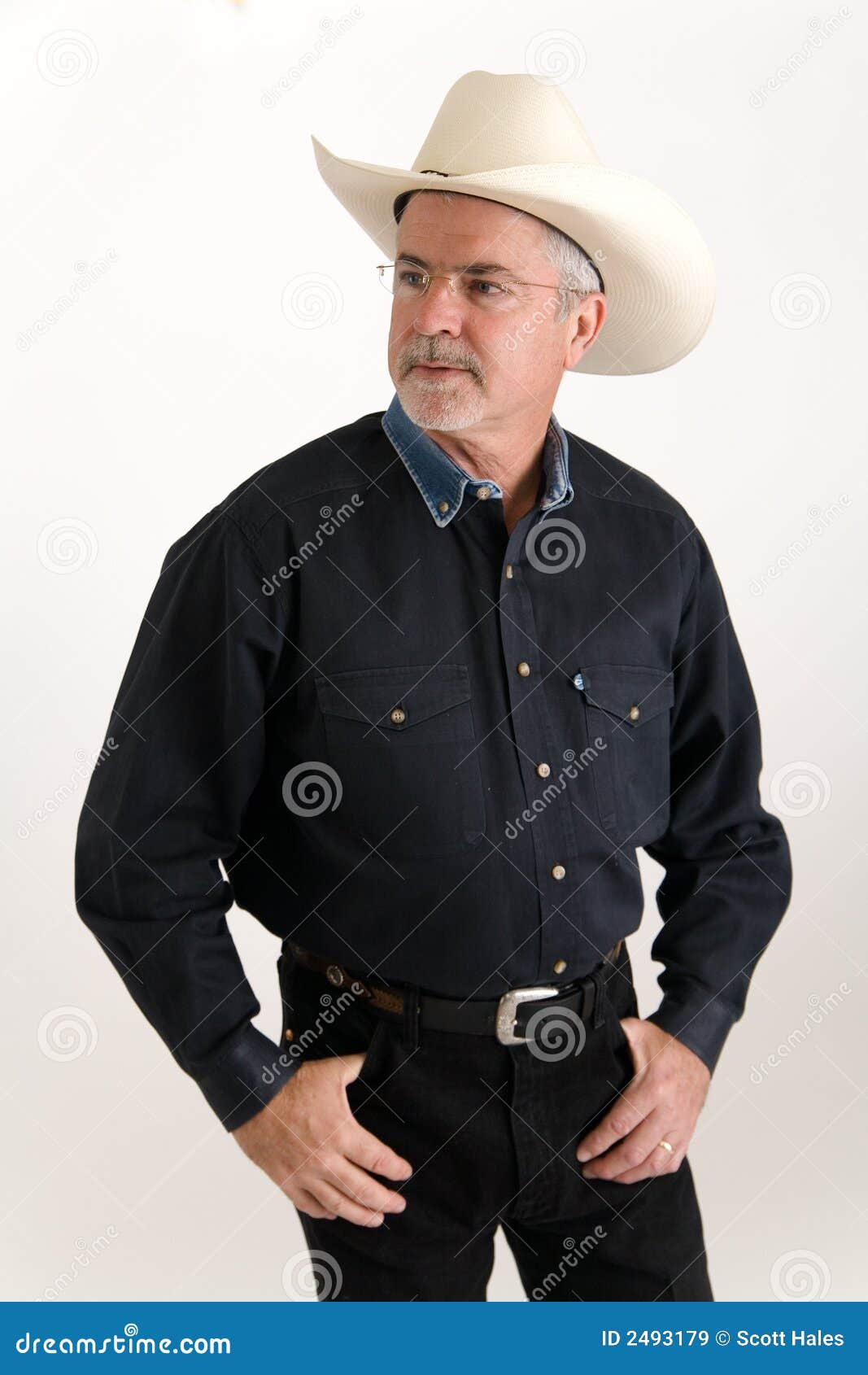 Cowboy looking off camera stock image. Image of ranch - 2493179
