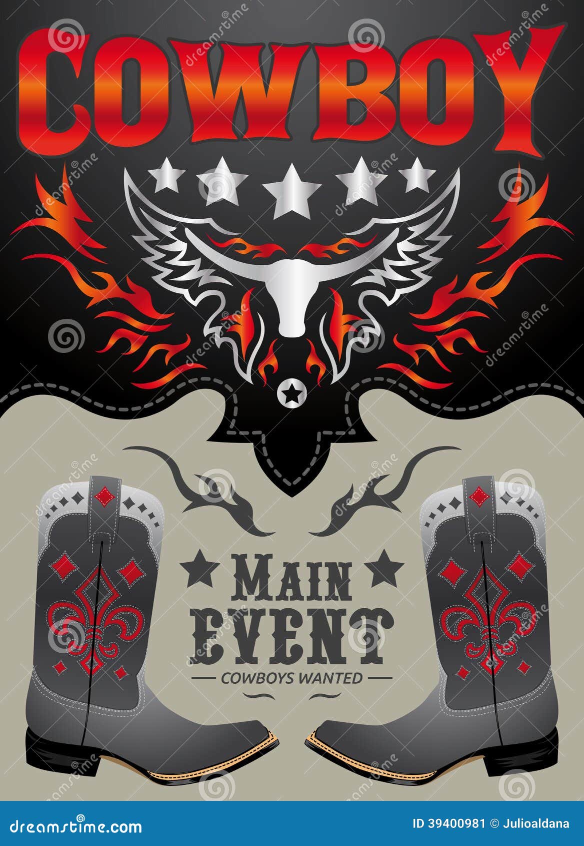 Cowboy Main Event Poster Vector Stock Vector - Illustration of concert ...