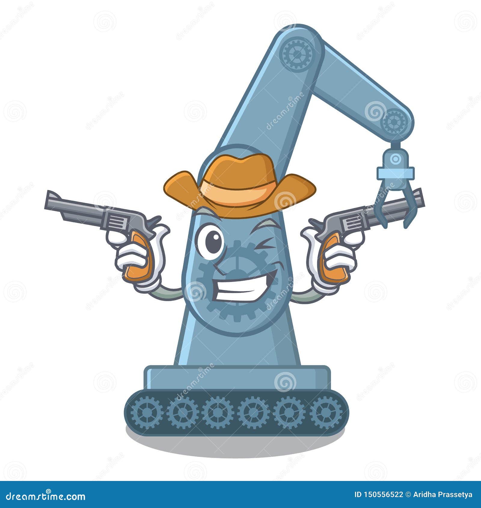 Cowboy Mechatronic Robotic Arm Isolated on Character Stock Vector ...