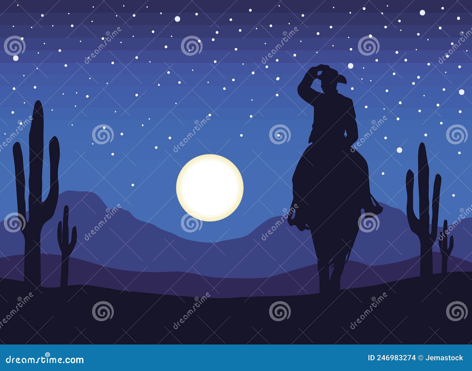 Cowboy Moon Hood Badge: Pulp Comics Style Black And White Logo Stock ...