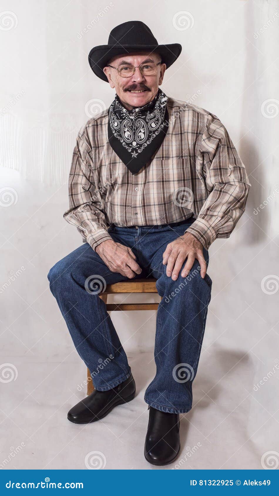 The Cowboy with Mustache, in a Black Hat Stock Image - Image of alcohol ...
