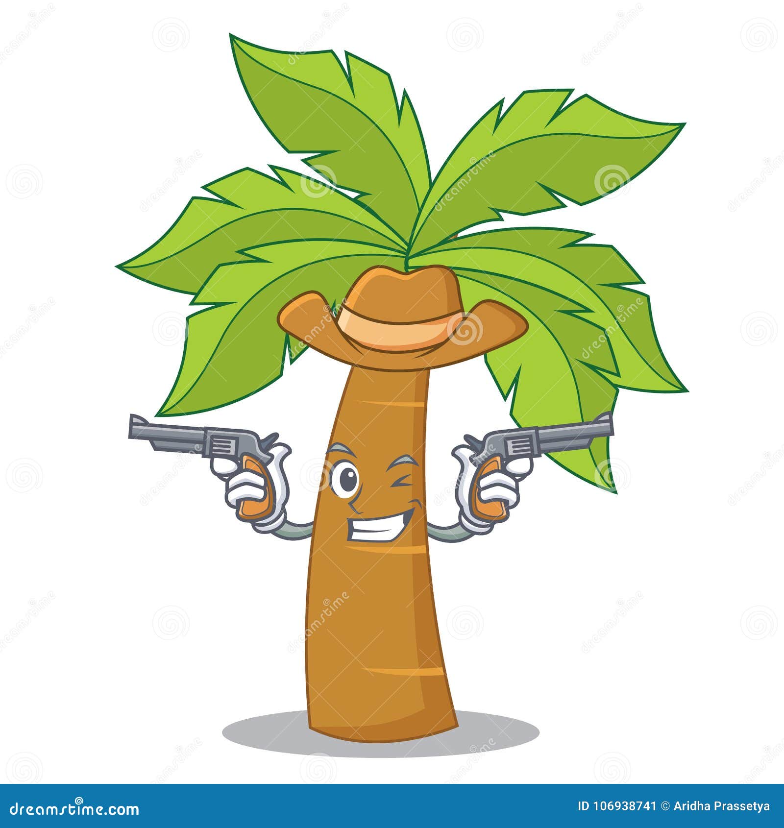 Cowboy Palm Tree Character Cartoon Stock Vector - Illustration of ...