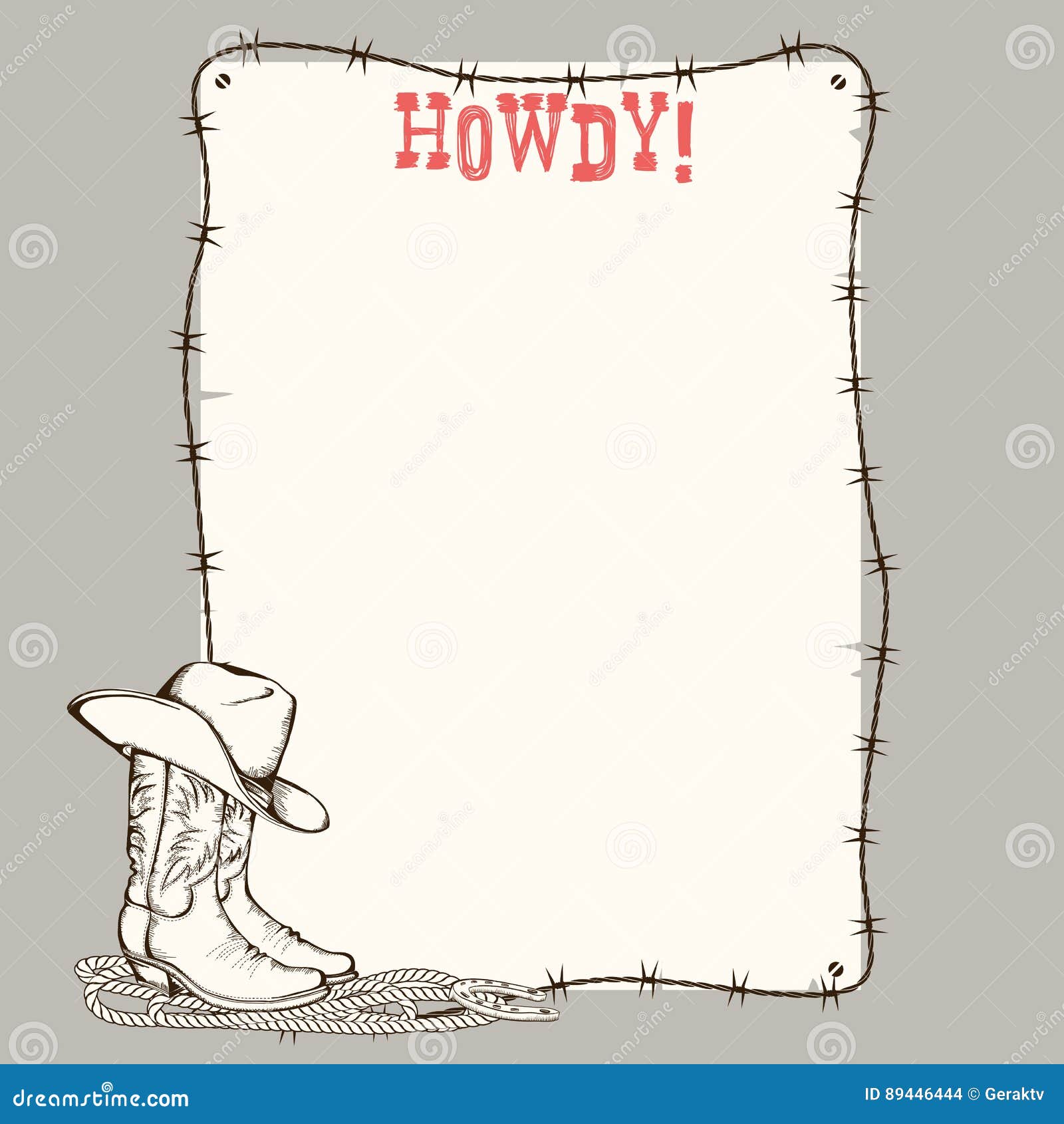 Cowboy Paper Background For Text. Vector Western Illustration With ...