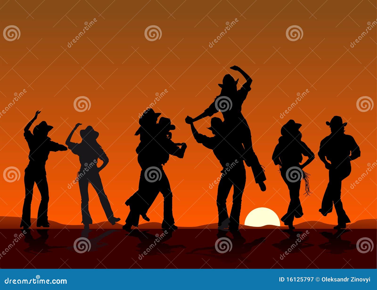 Cowboy Dance Silhouette Vector Illustration | CartoonDealer.com #13666510