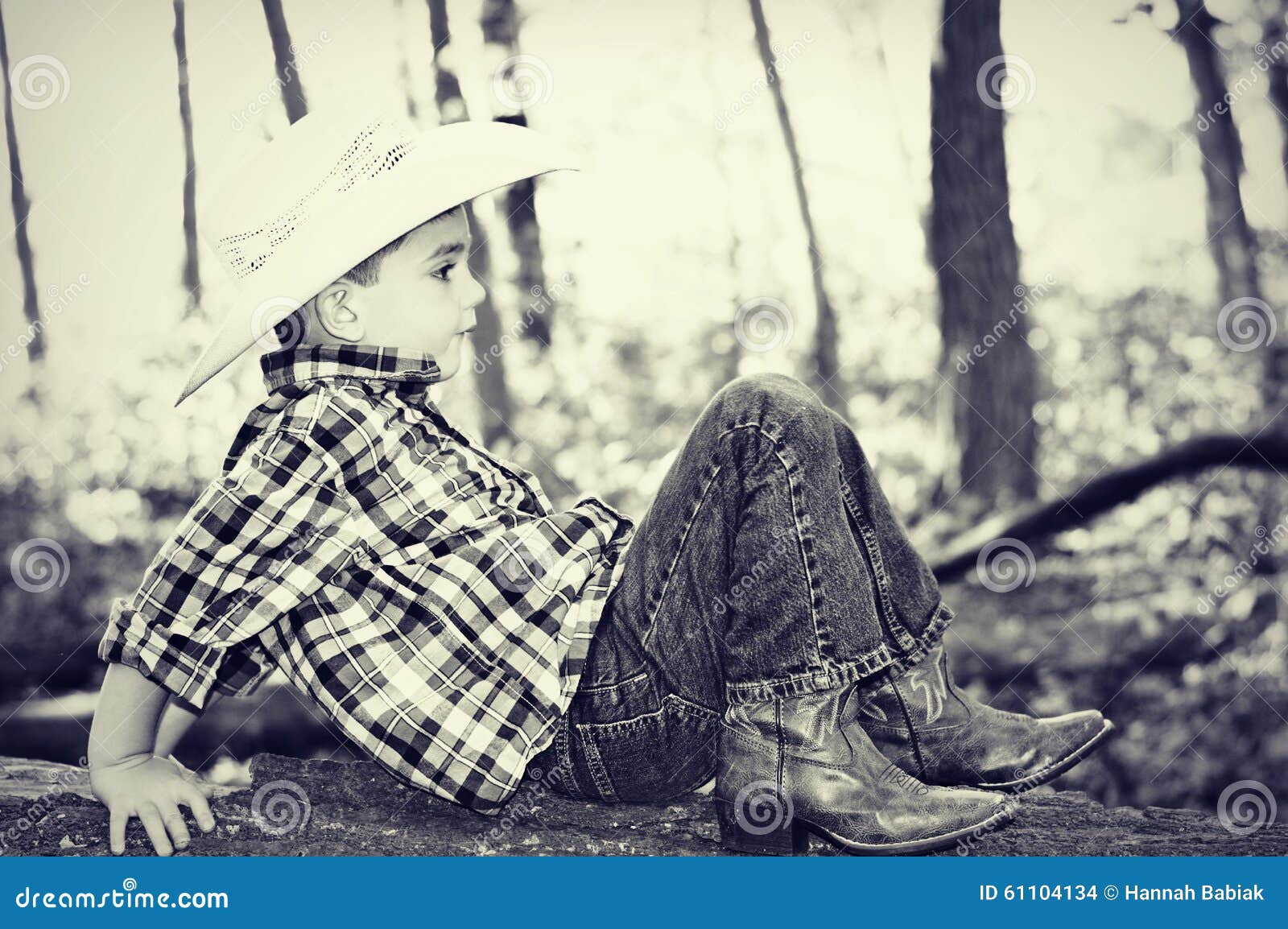 Cowboy Playing on Tree Trunk Stock Photo - Image of front, adventure ...