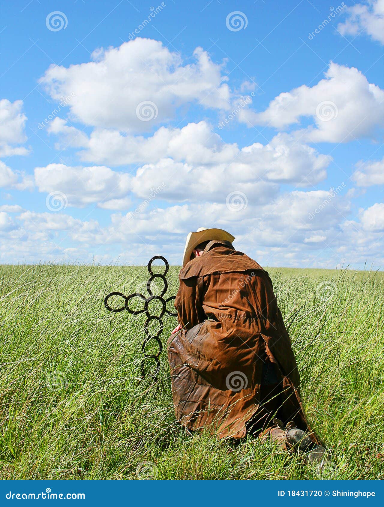 Cowboy Praying stock photo. Image of person, religion - 18431720