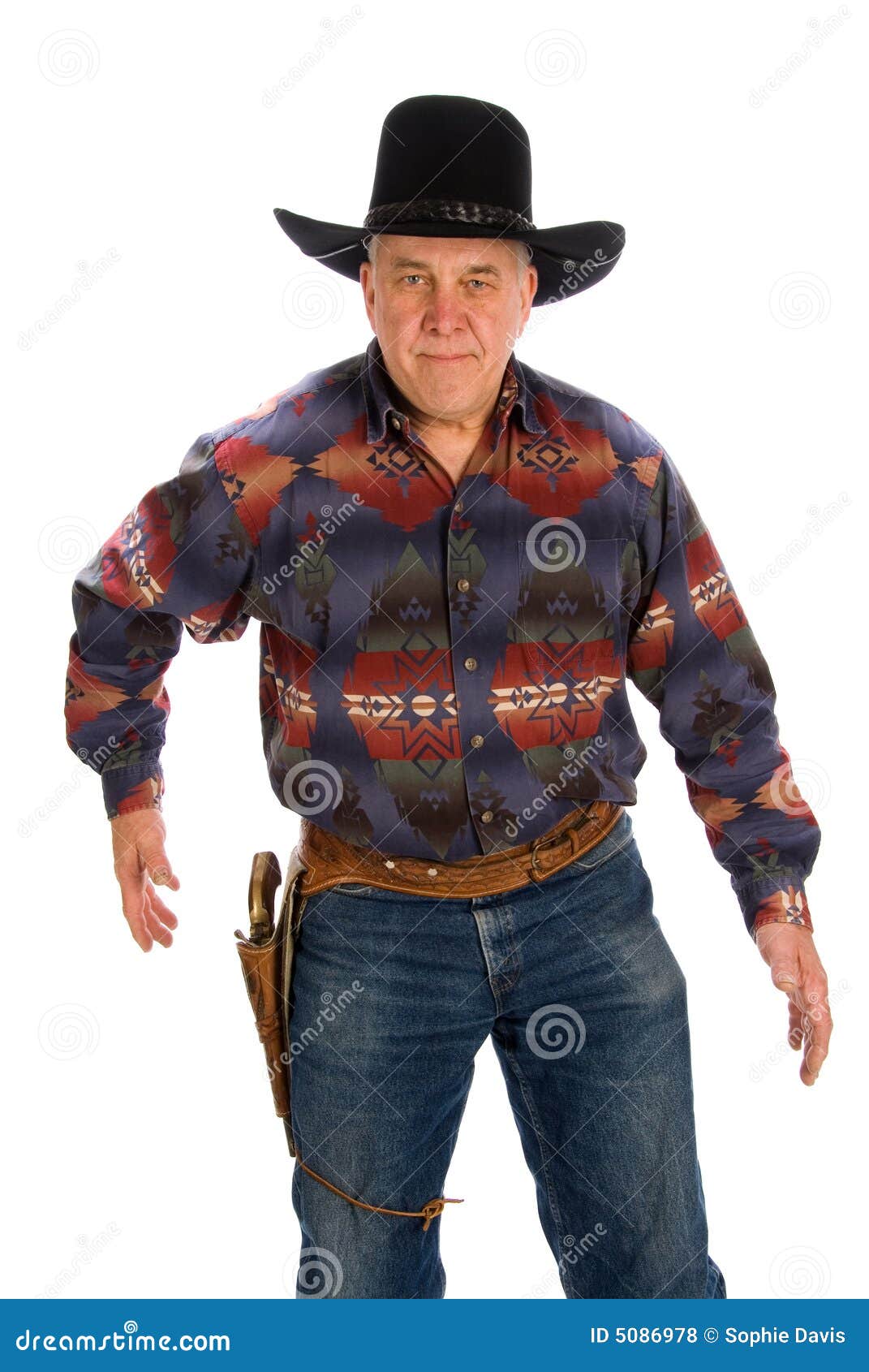 Cowboy Reaching for His Gun. Stock Photo - Image of senior, guys: 5086978