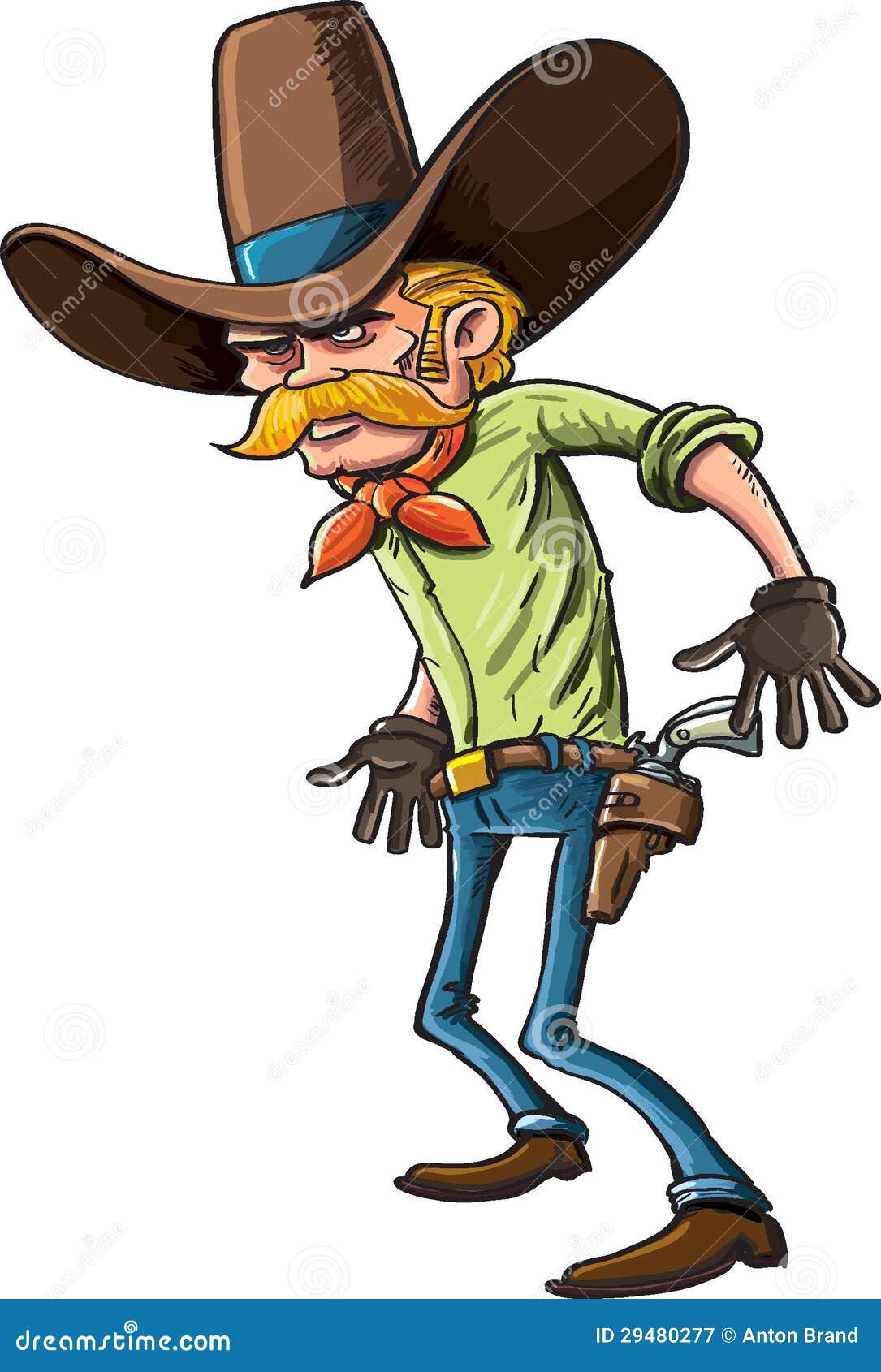 Cowboy ready to draw stock illustration. Illustration of white - 29480277