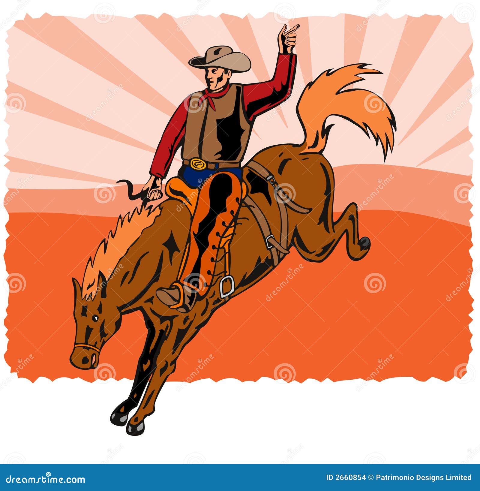 Cowboy Riding a Bucking Bronco Stock Vector - Illustration of ...