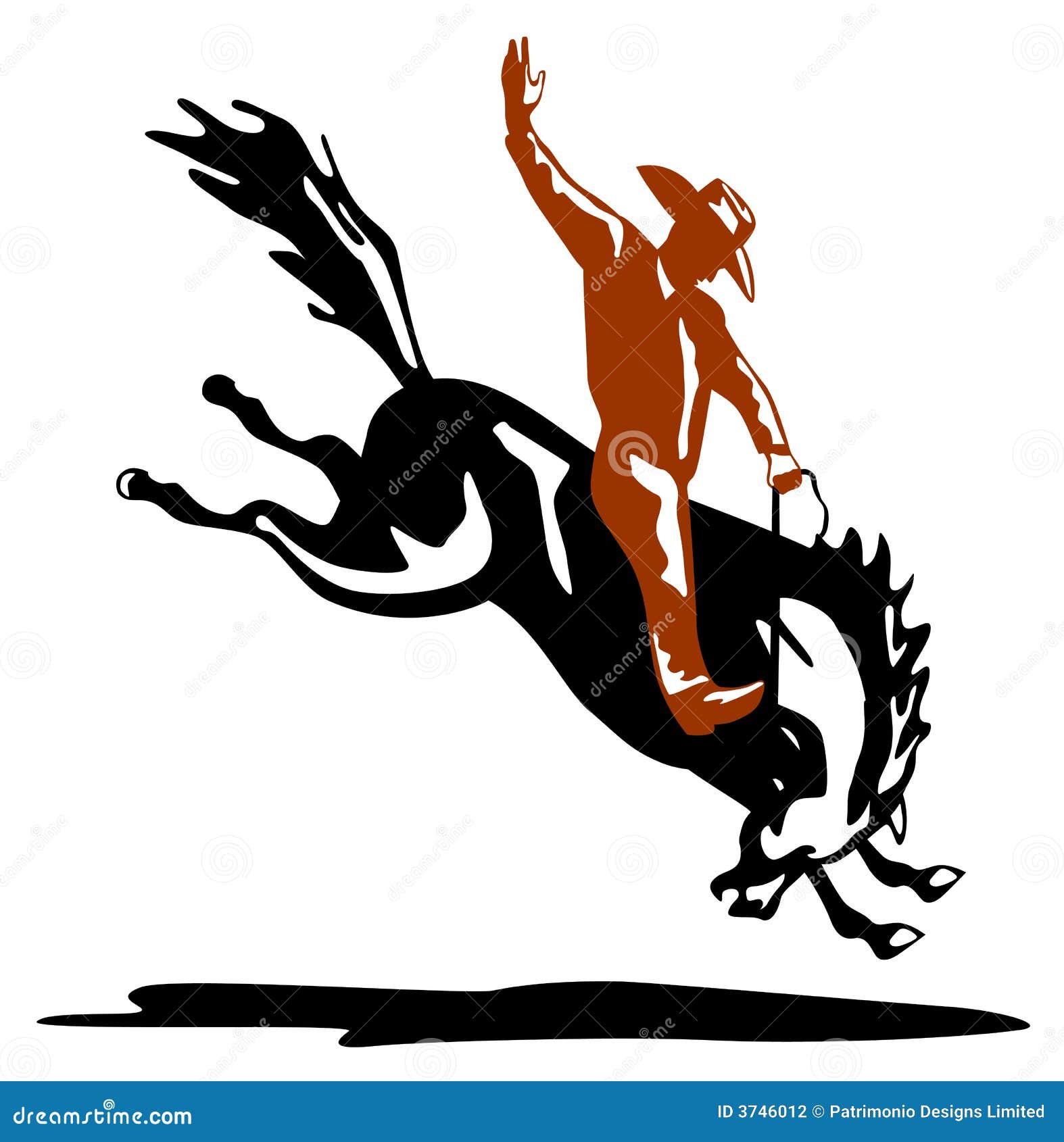 Cowboy Riding a Bucking Bronco Stock Illustration - Illustration of ...