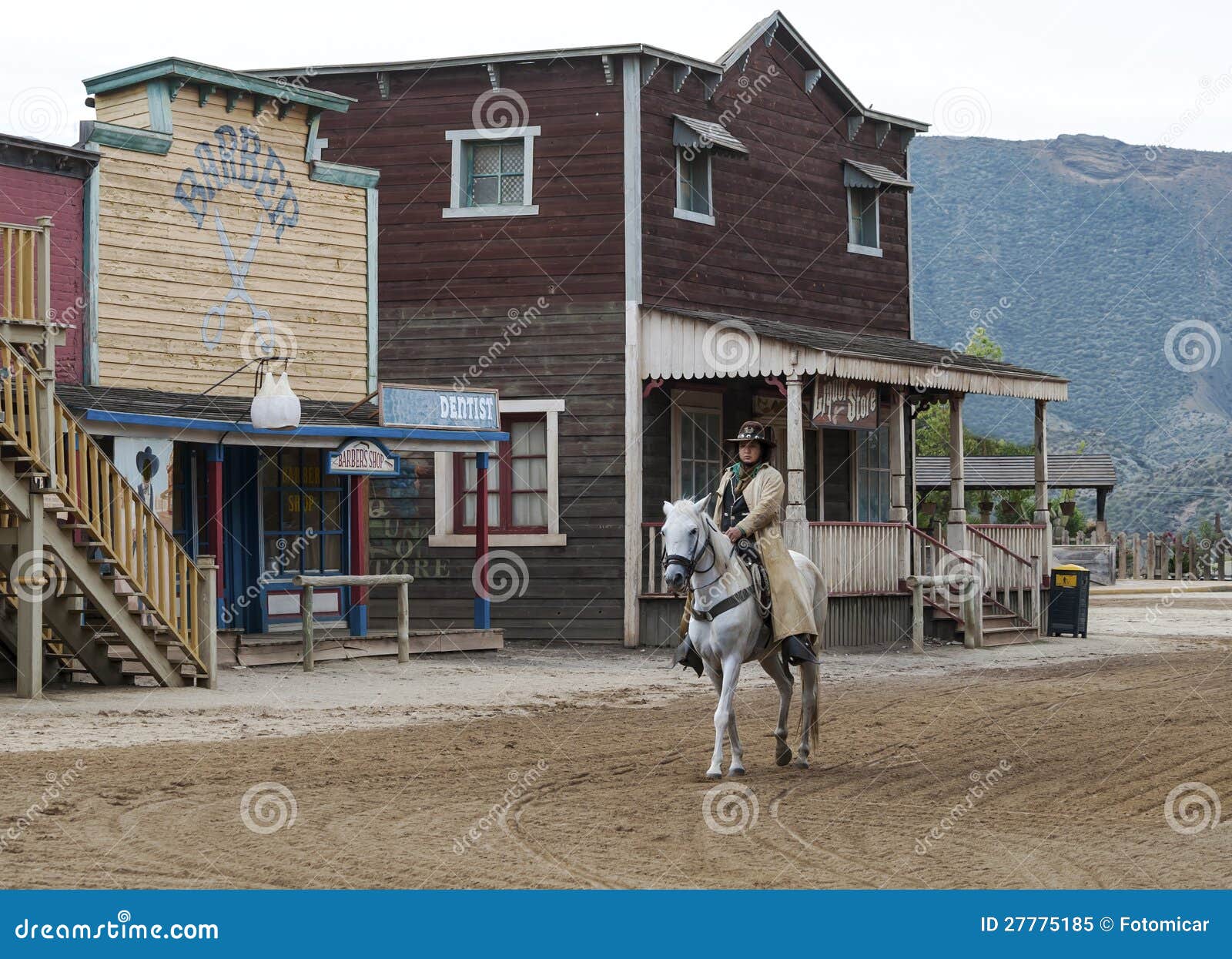 Cowboy Riding His Horse into Town Stock Image - Image of almeria, movie ...