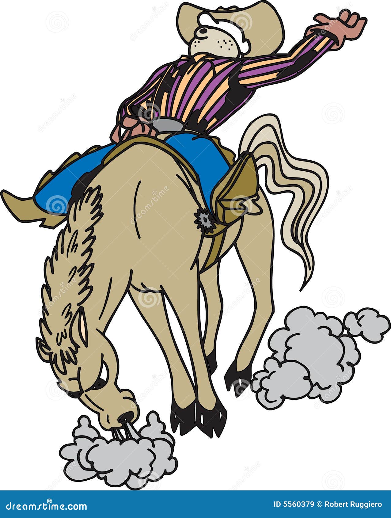 Cowboy Riding A Horse Cartoon Vector | CartoonDealer.com #5560379