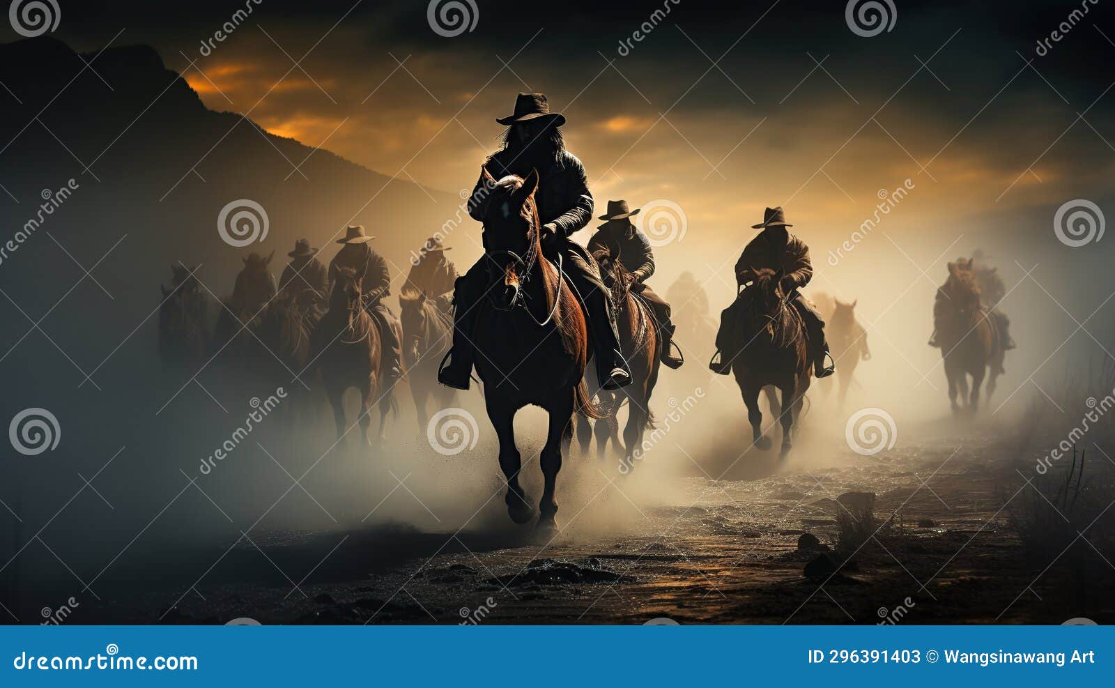 Cowboy Riding a Horse in the Desert at Sunset Stock Image - Image of ...