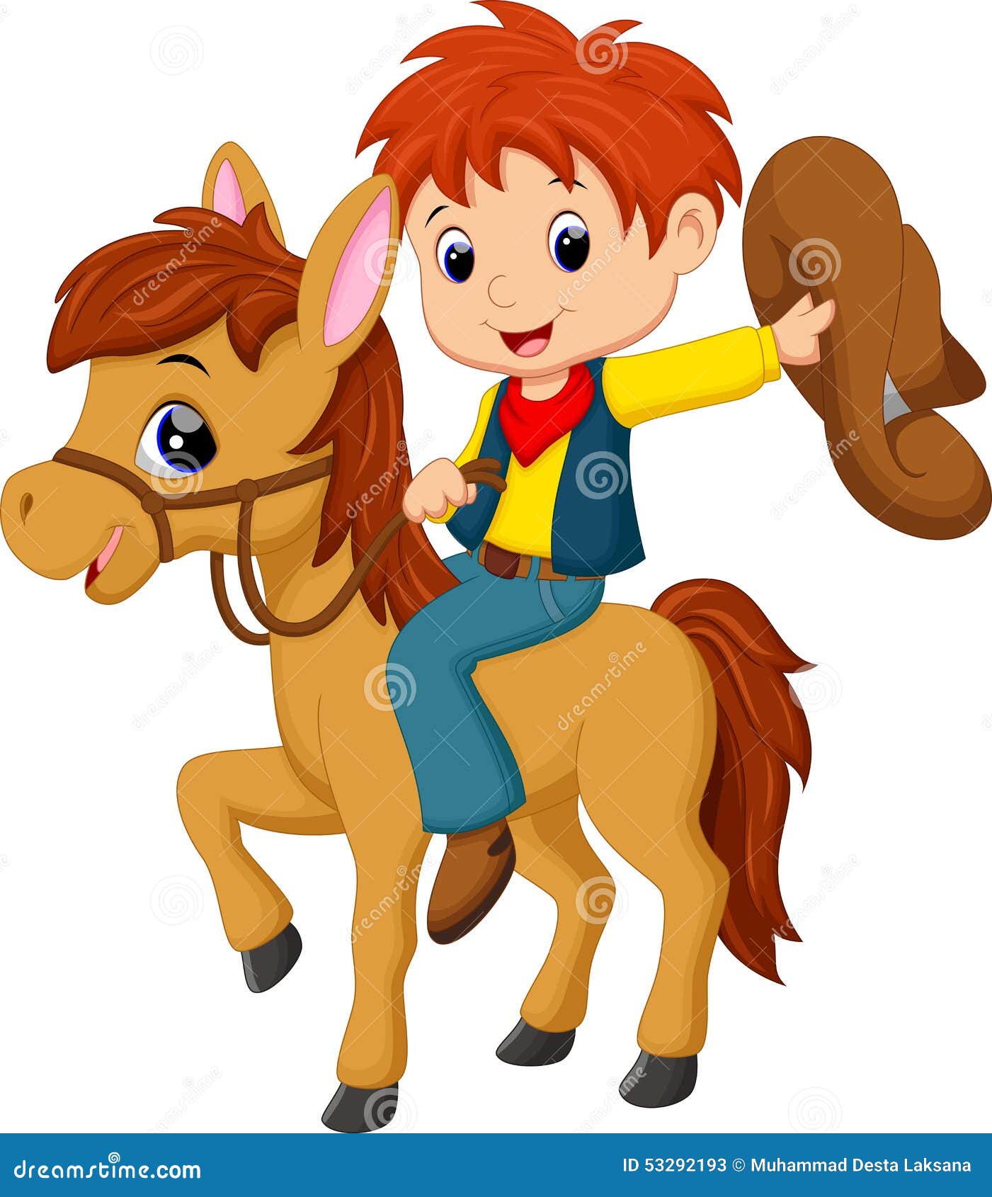 Cowboy riding a horse stock illustration. Illustration of humorous ...