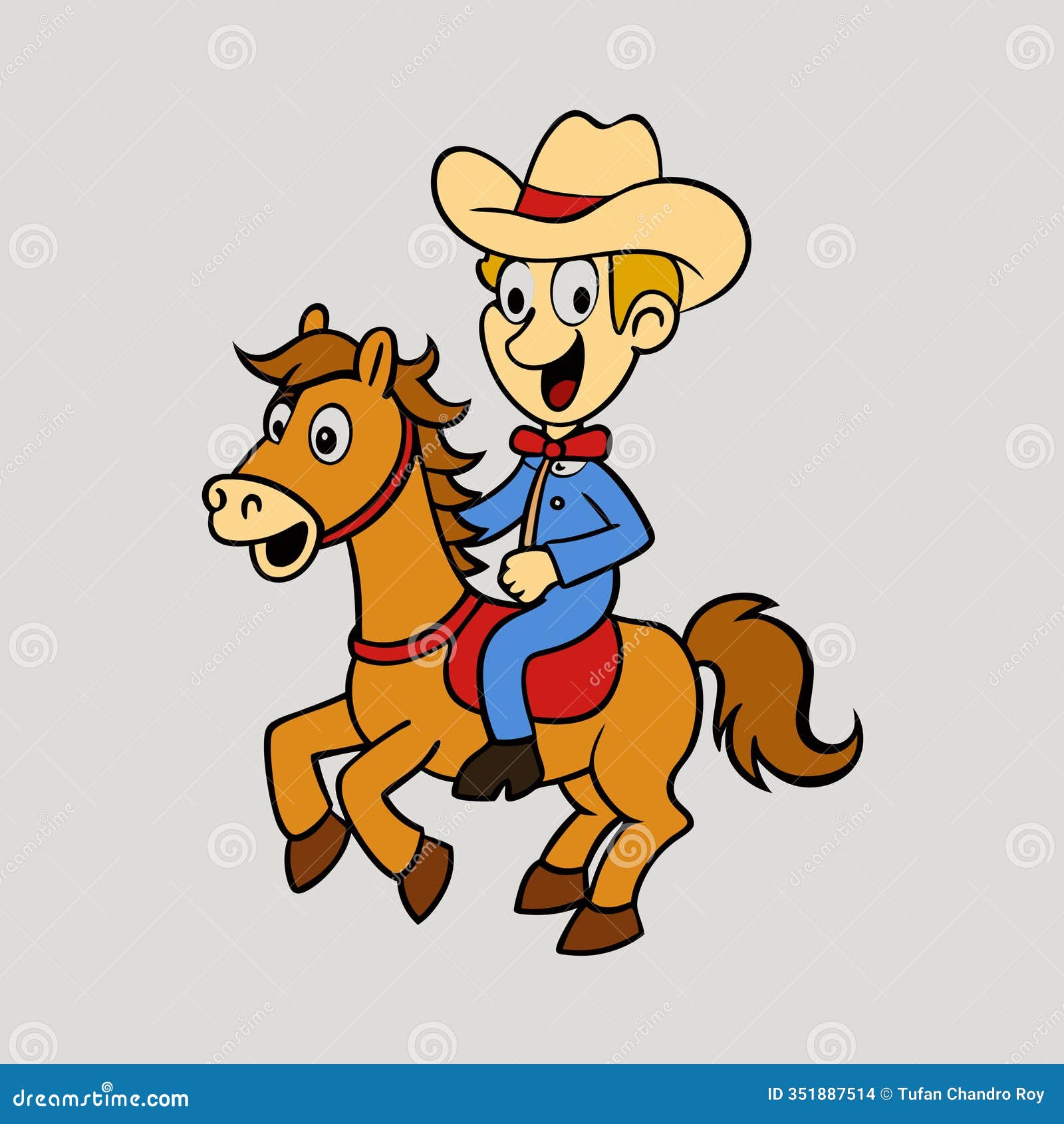 Cowboy Riding a Horse Vector Stock Illustration - Illustration of ...