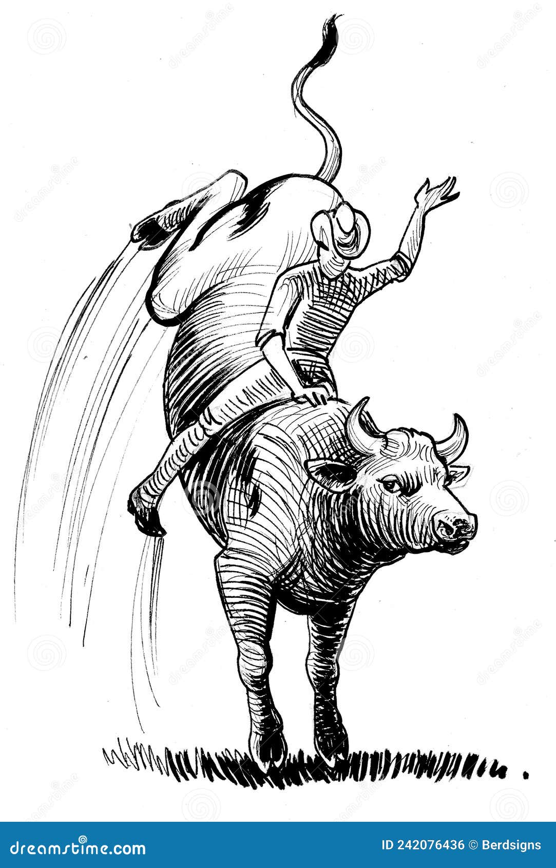 Cowboy riding a wild bull stock illustration. Illustration of western ...