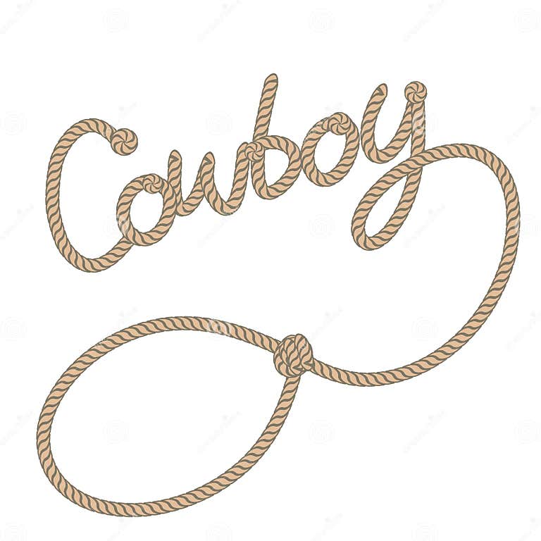 Cowboy rope stock vector. Illustration of letters, word - 8354274