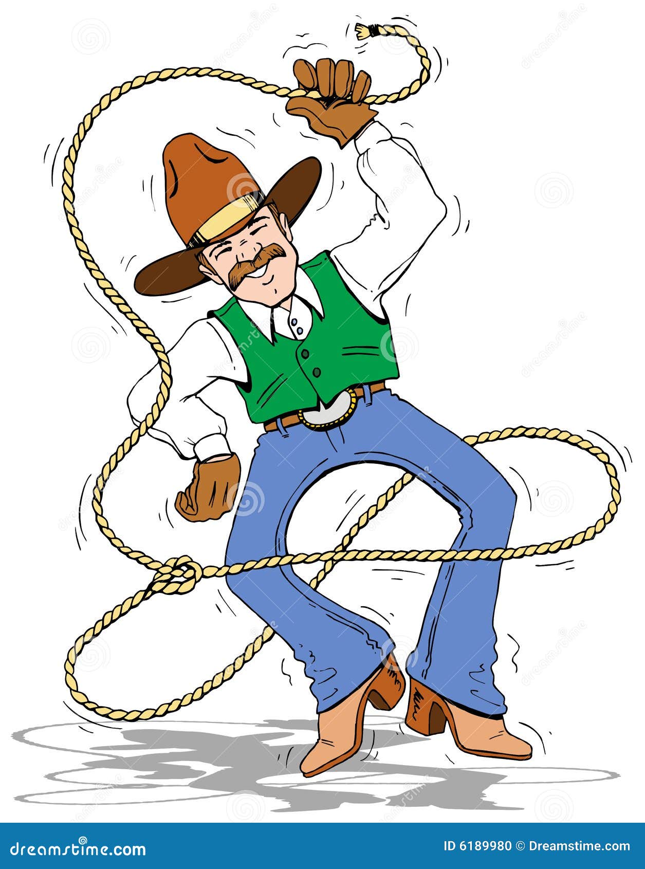 Cowboy rope trick cartoon stock vector. Illustration of western - 6189980