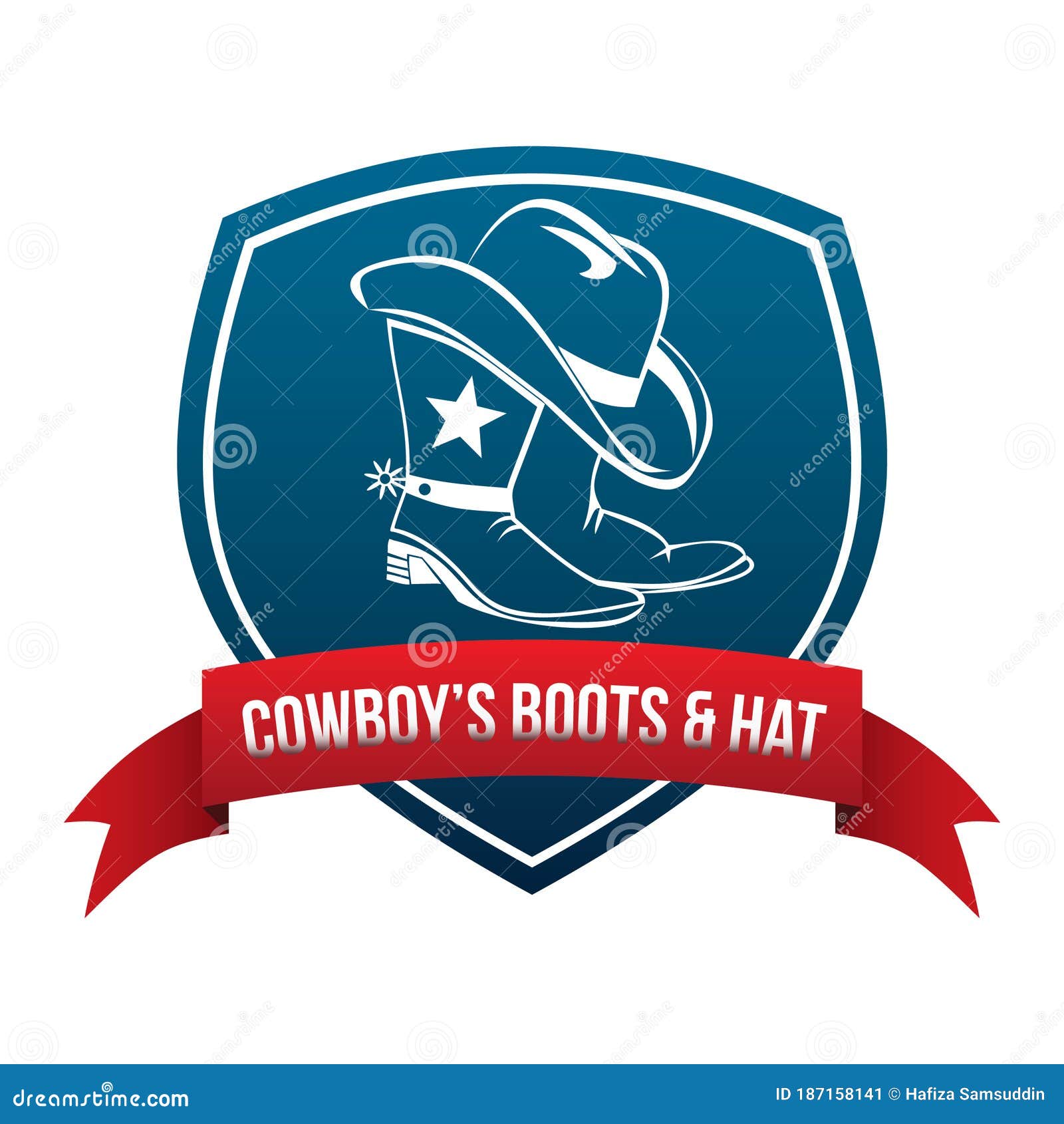Cowboy S Boots and Hat Label. Vector Illustration Decorative Design ...