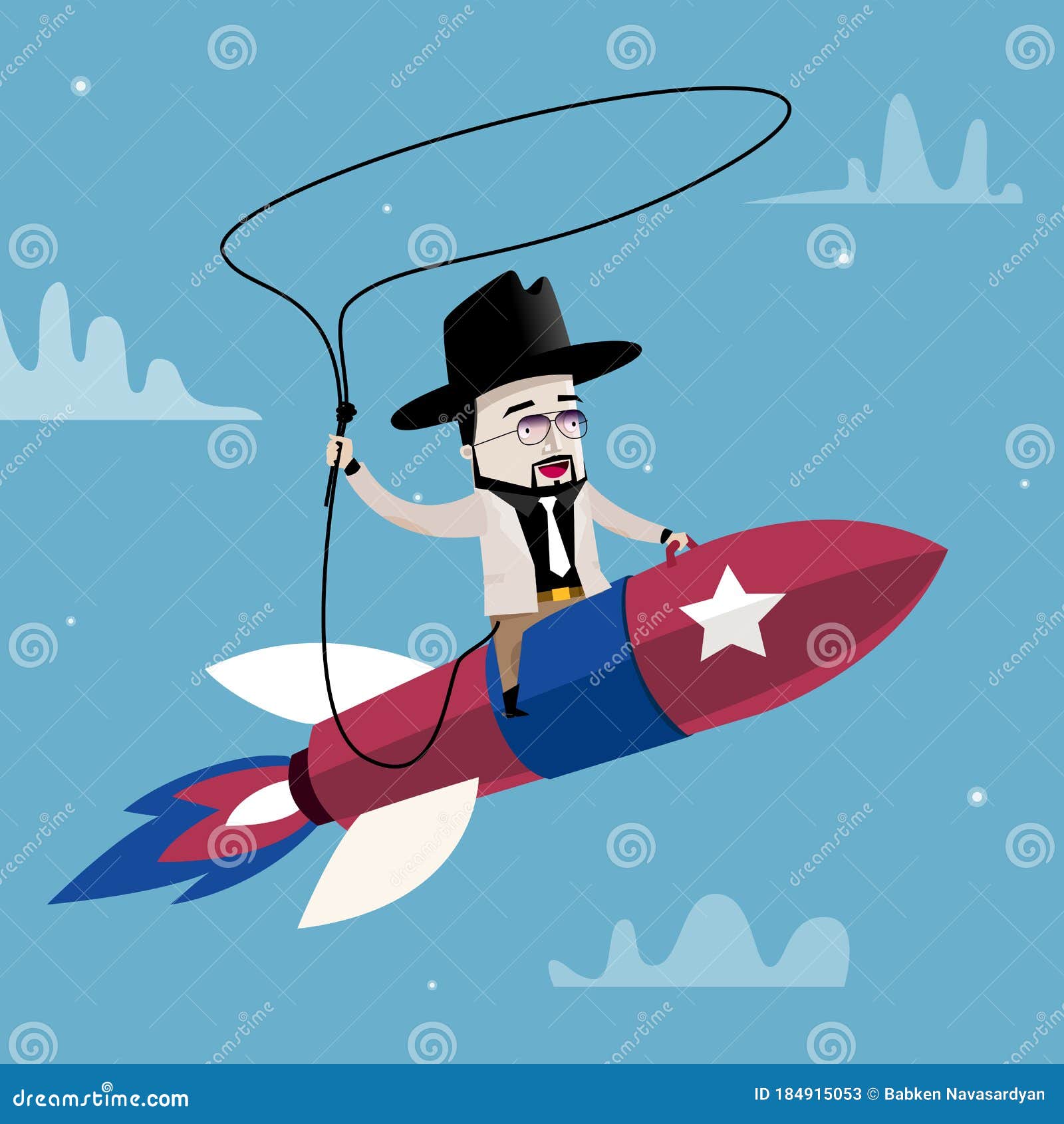 Cowboy Saddling a Rocket Vector Illustration Stock Vector ...