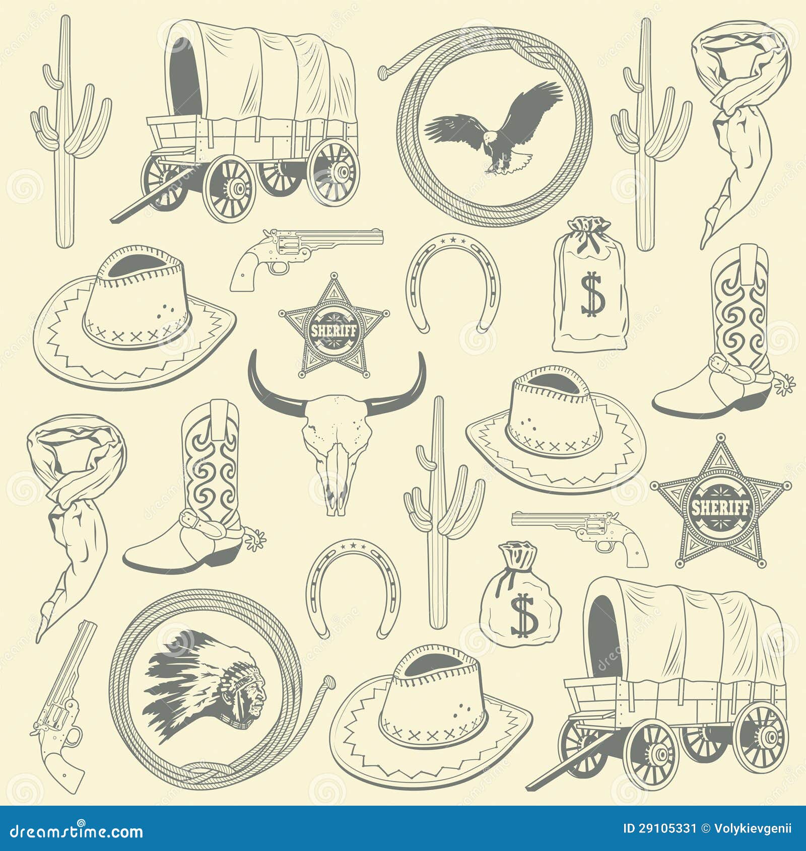 Seamless Cowboy Pattern Vector Illustration | CartoonDealer.com #31467982