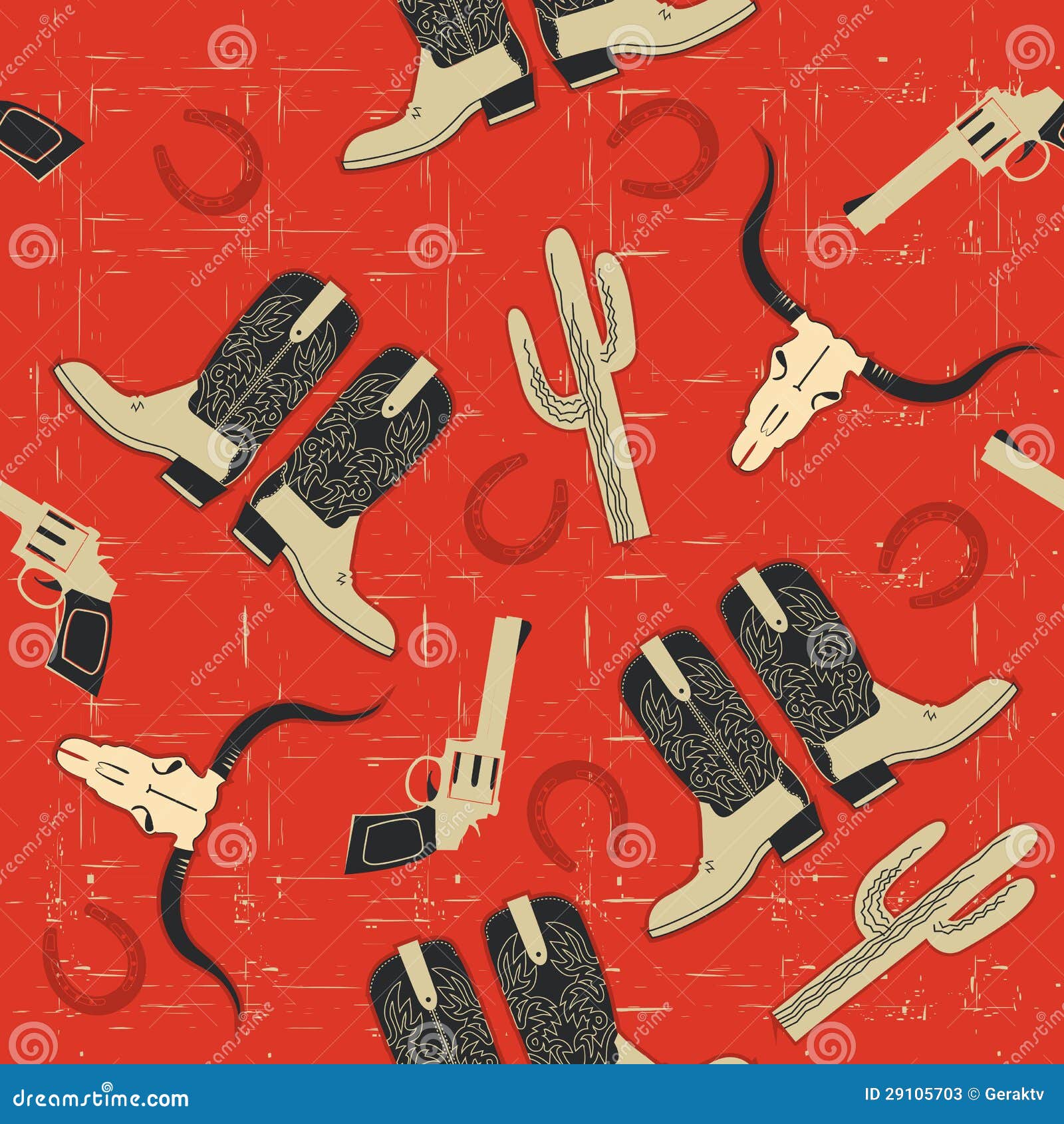 Cowboy Seamless Pattern for Background. Stock Vector - Illustration of ...