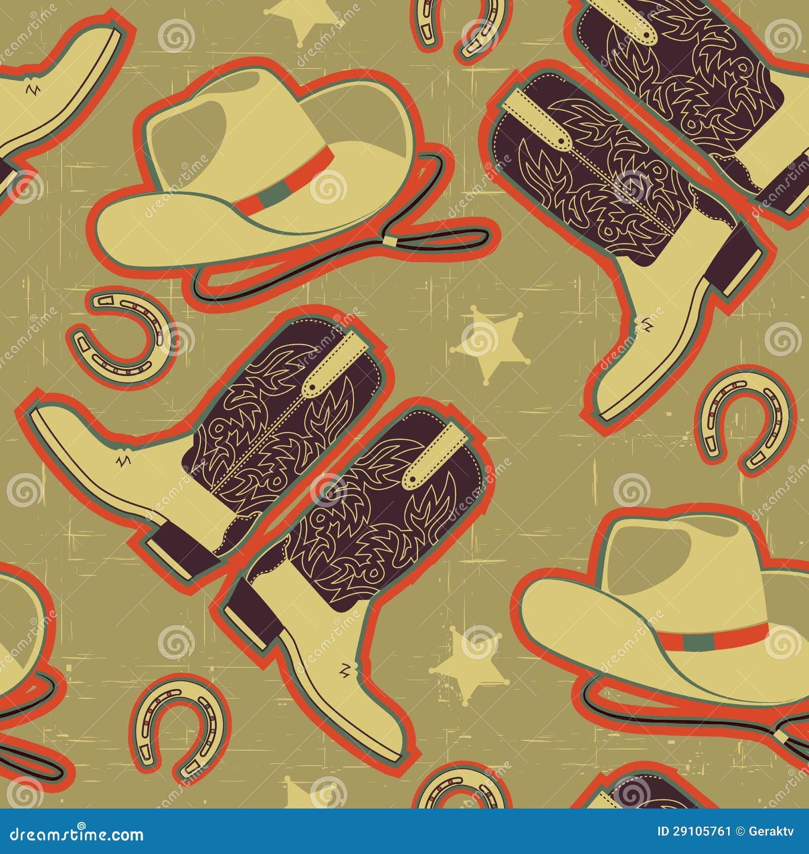 Cowboy Seamless Pattern for Background. Stock Vector - Illustration of ...