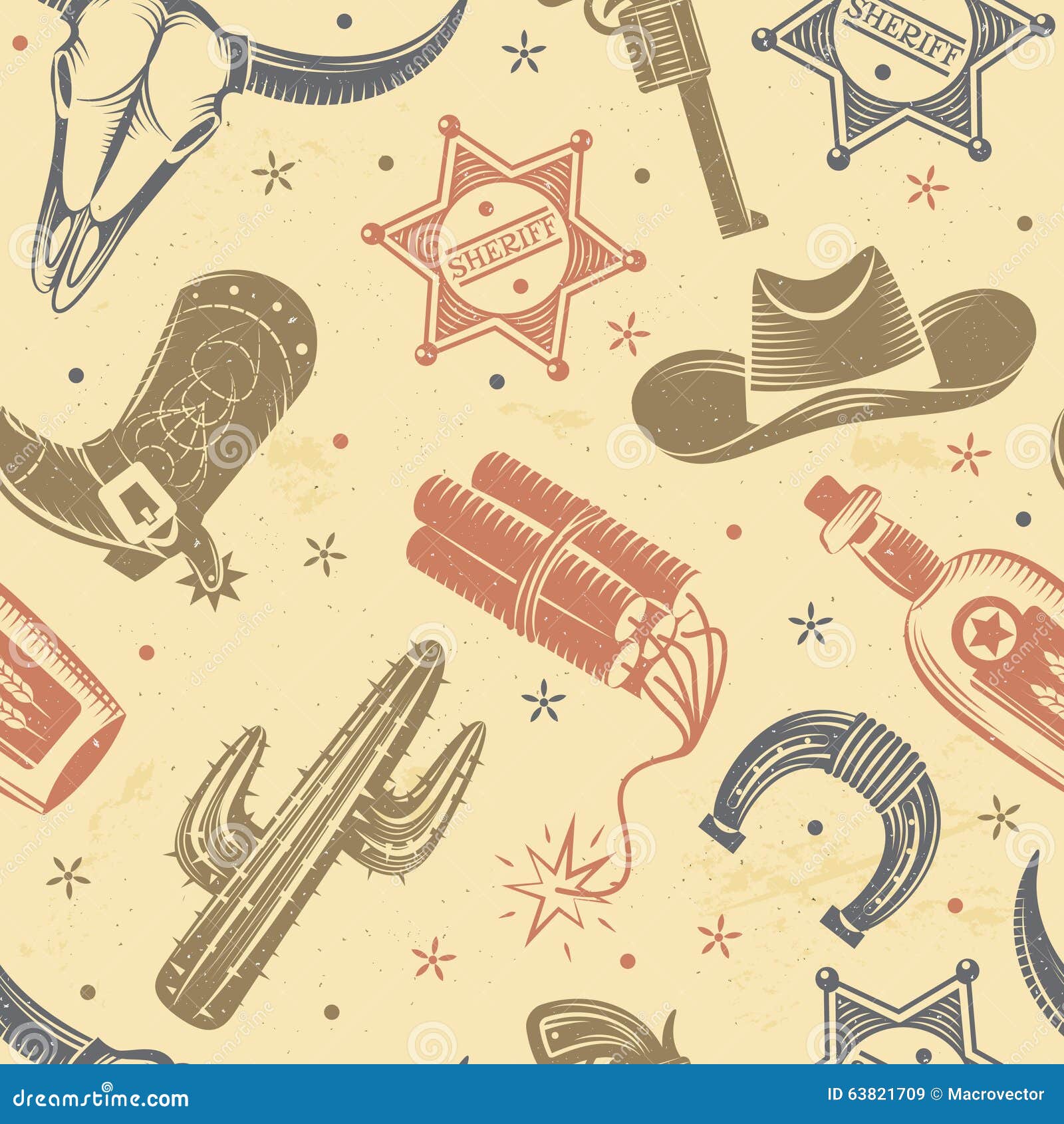 Cowboy Seamless Pattern For Background. Cartoon Vector | CartoonDealer ...