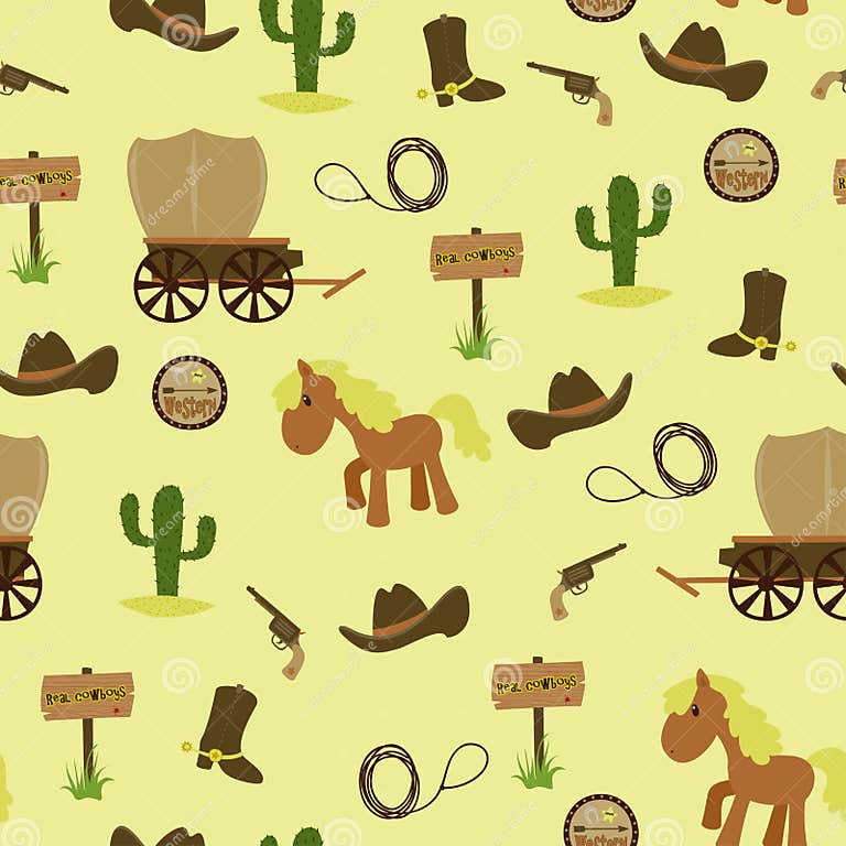 Cowboy seamless wallpaper stock vector. Illustration of signboard ...