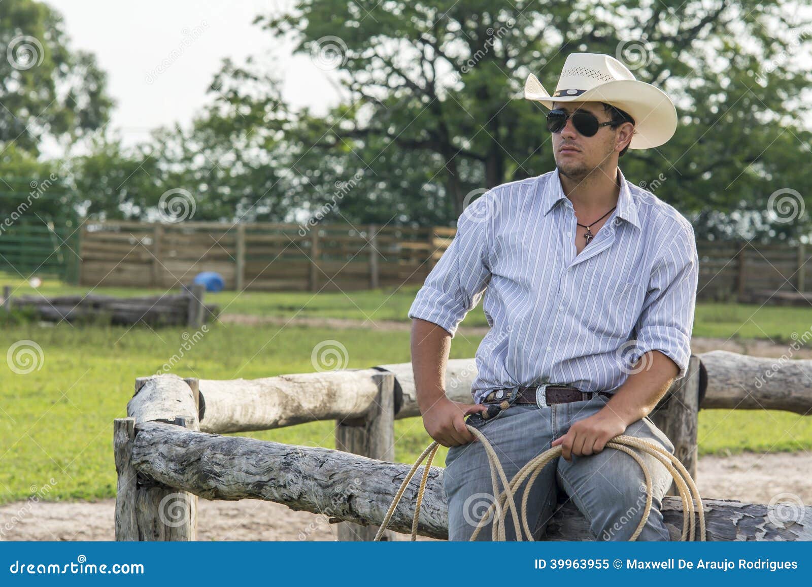 Cowboy seated stock image. Image of freedom, countryside - 39963955