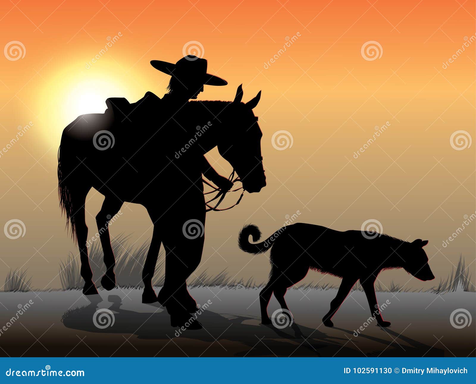 Cowboy Walking Silhouette Vector Graphic | CartoonDealer.com #206242477